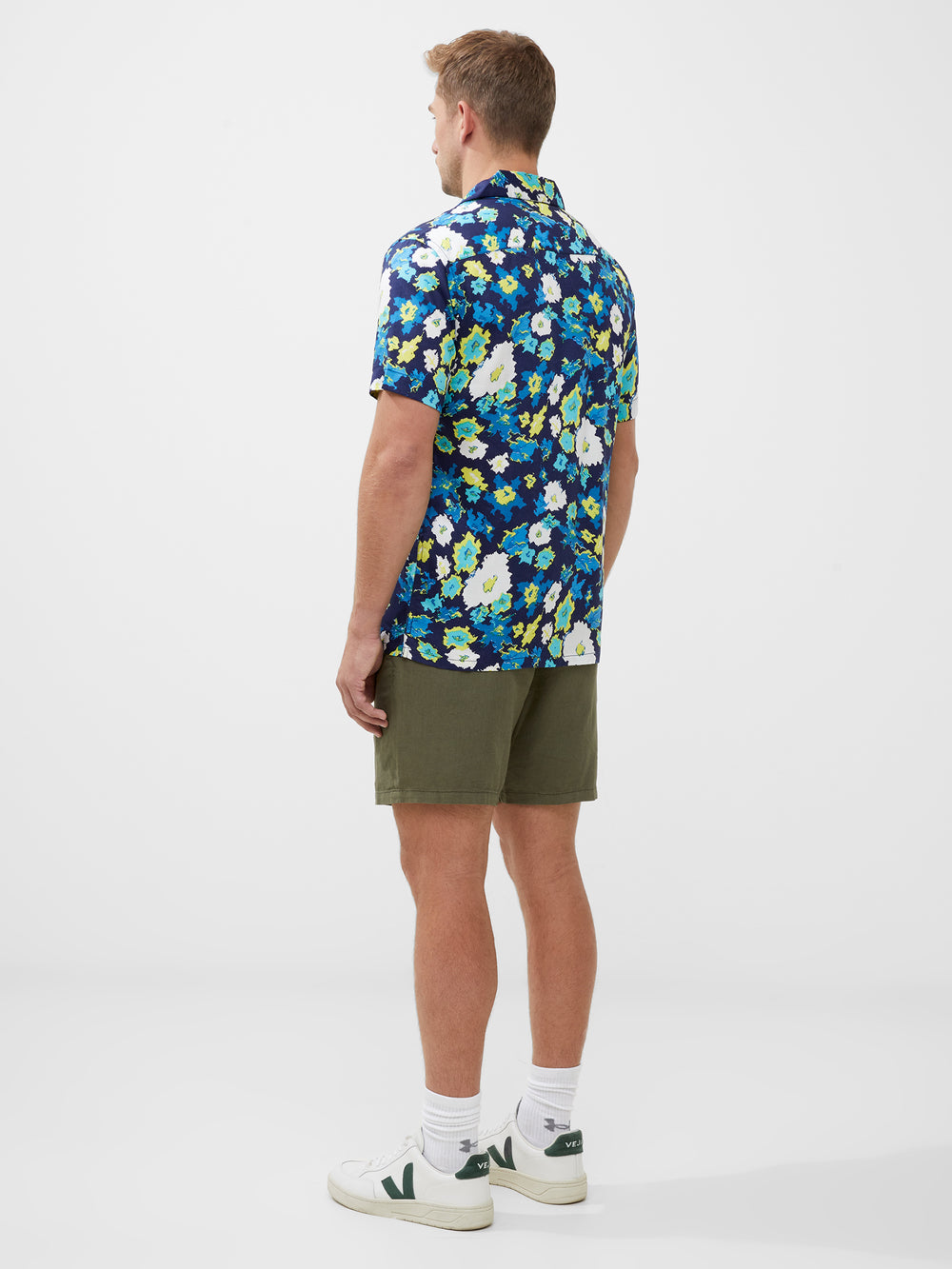 Revere Collar Print Shirt Blue Base Floral | French Connection UK