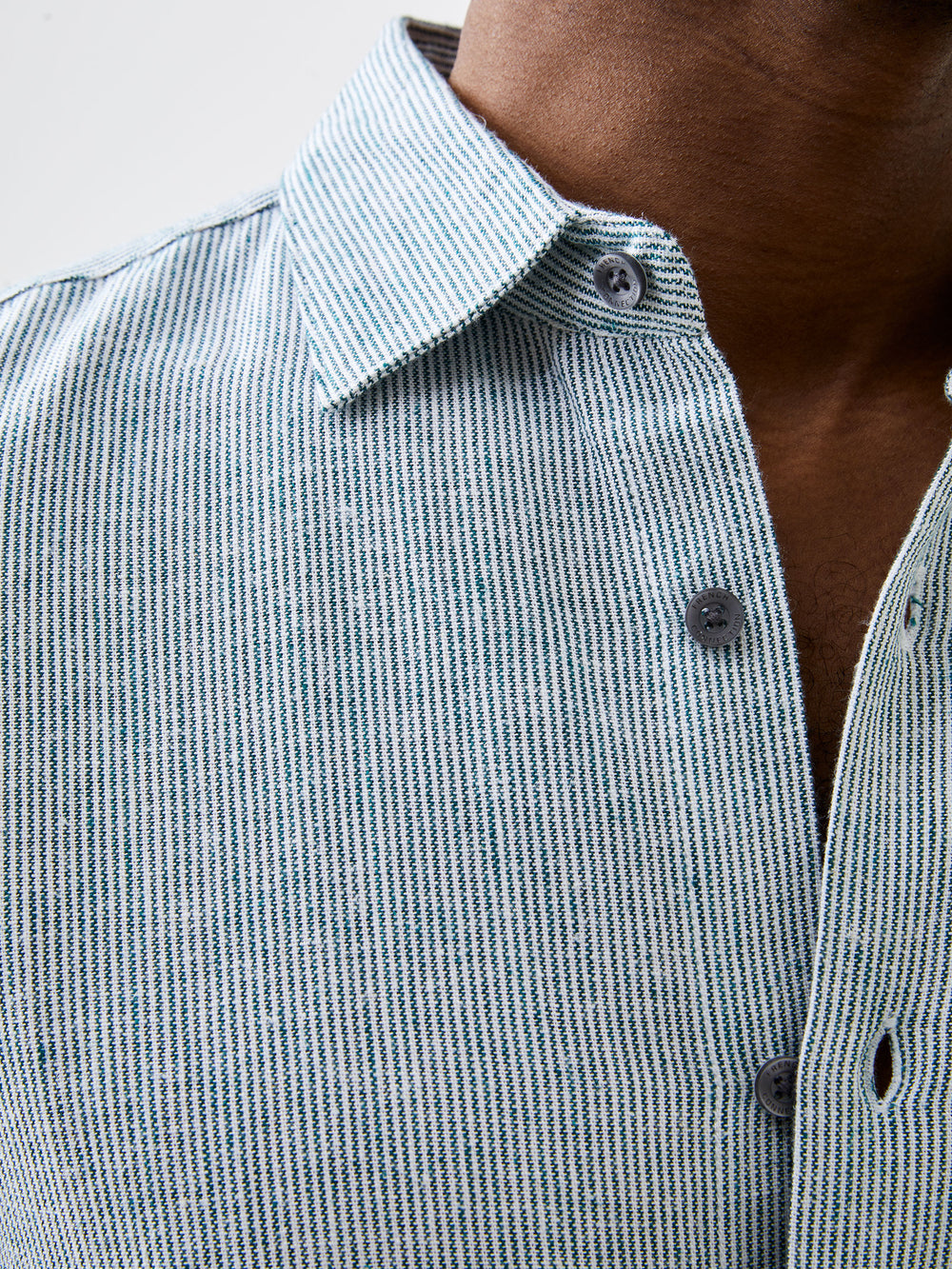 Tonal Stripe Shirt Forest/White | French Connection UK