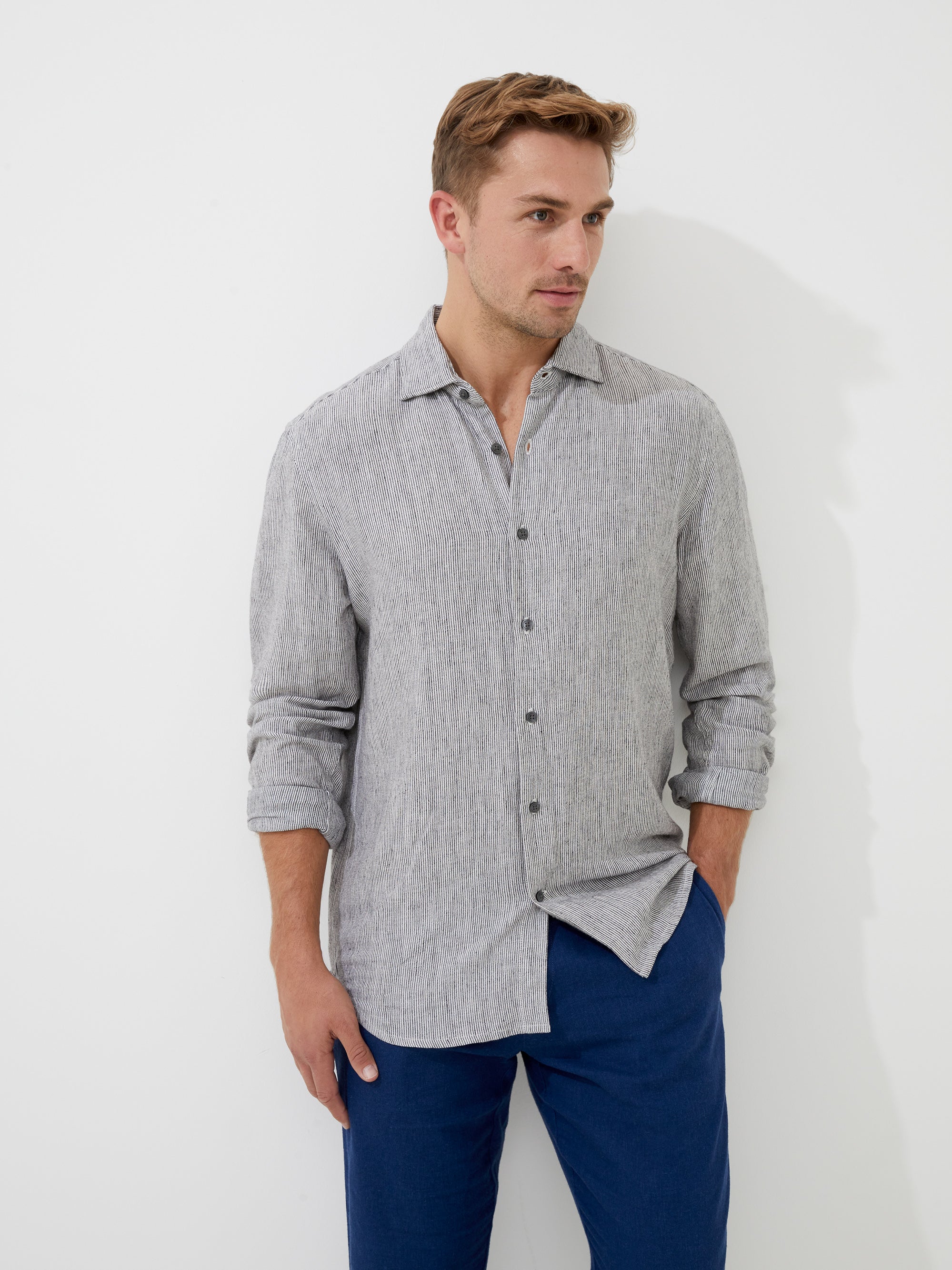 Tonal Stripe Shirt Black/White | French Connection UK