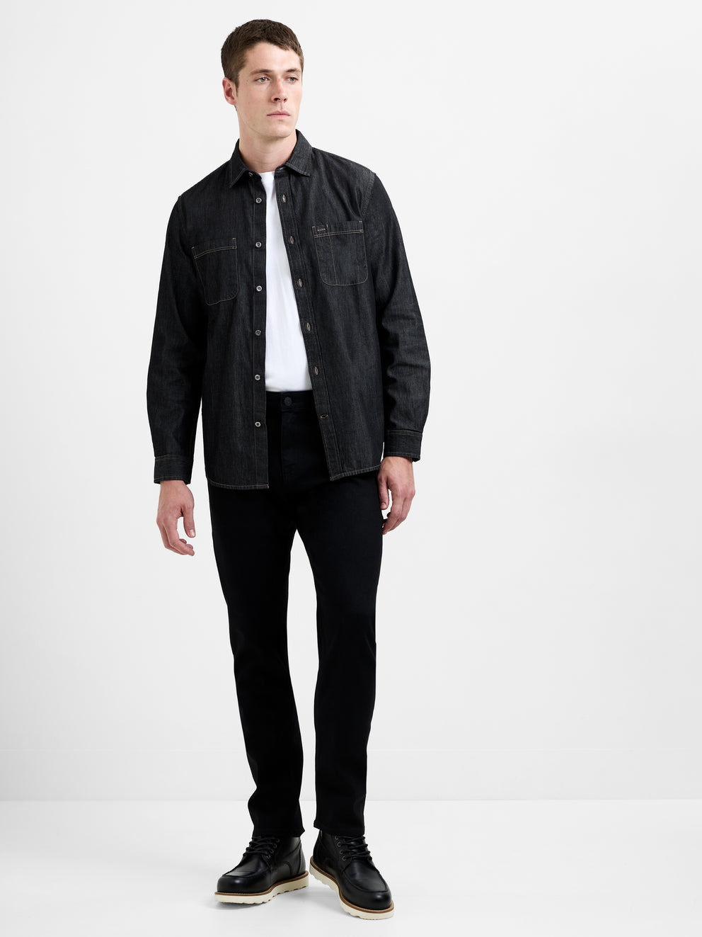 Ls Reg Fit Denim Shirt Washed Black | French Connection UK