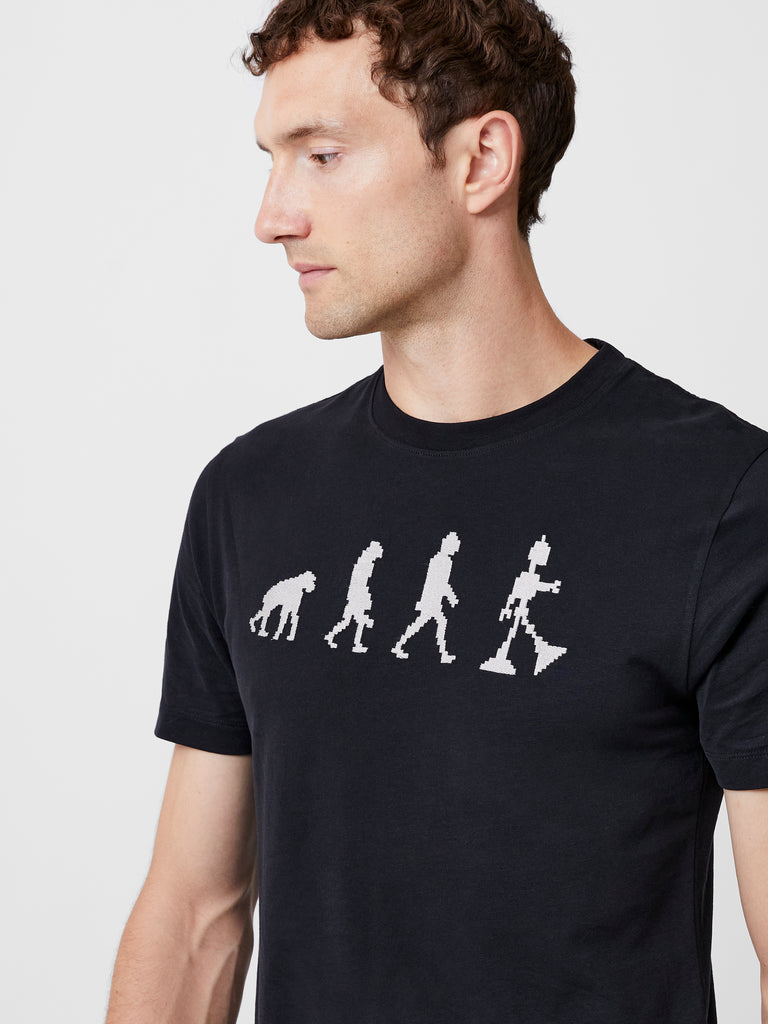 Embroidered Evolution Graphic T-Shirt Black | French Connection UK