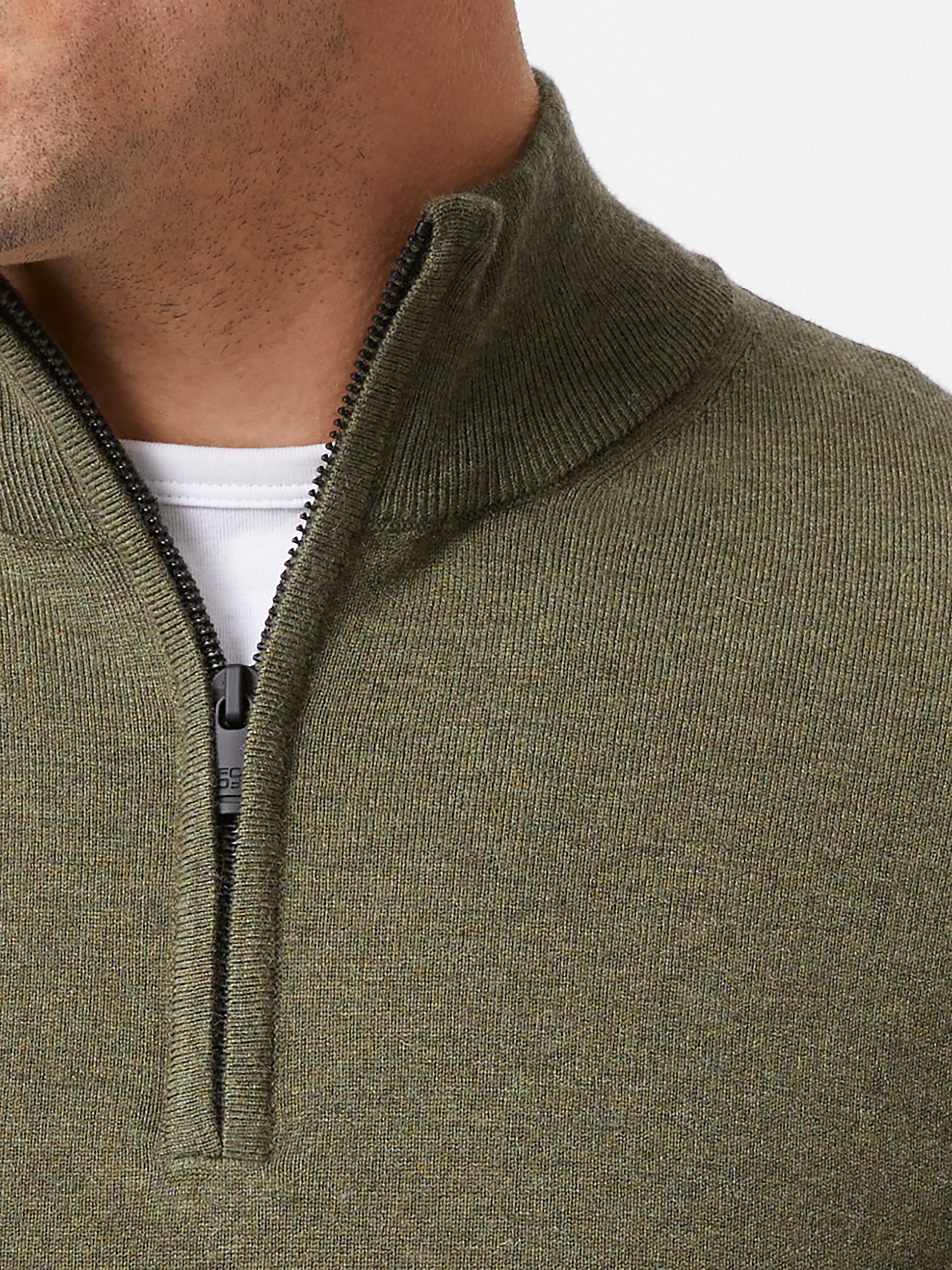 Half Zip Knitted Jumper Olive Green | French Connection UK
