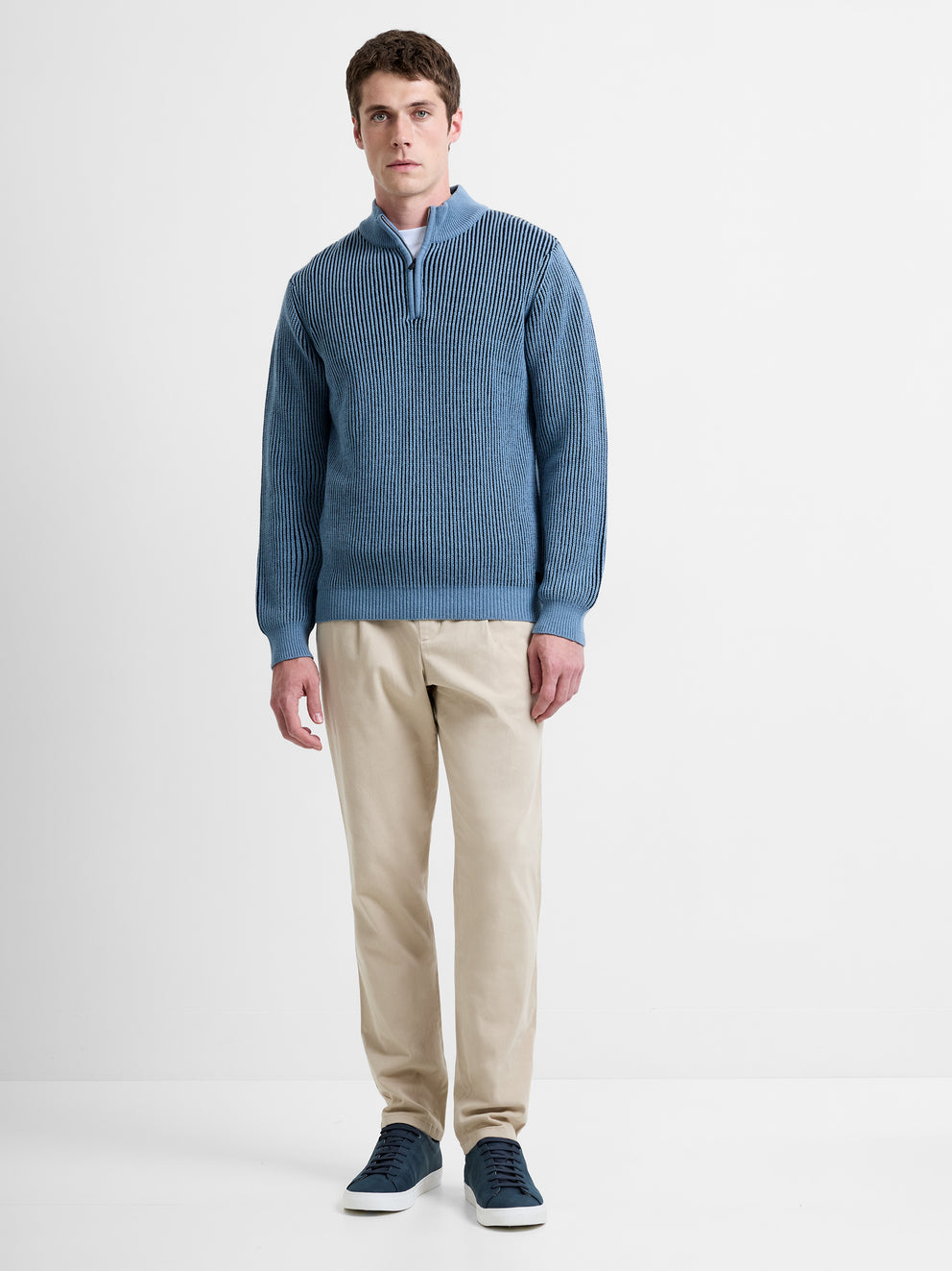 Half Zip Wool Blend Jumper Cloud/Navy Blue | French Connection UK
