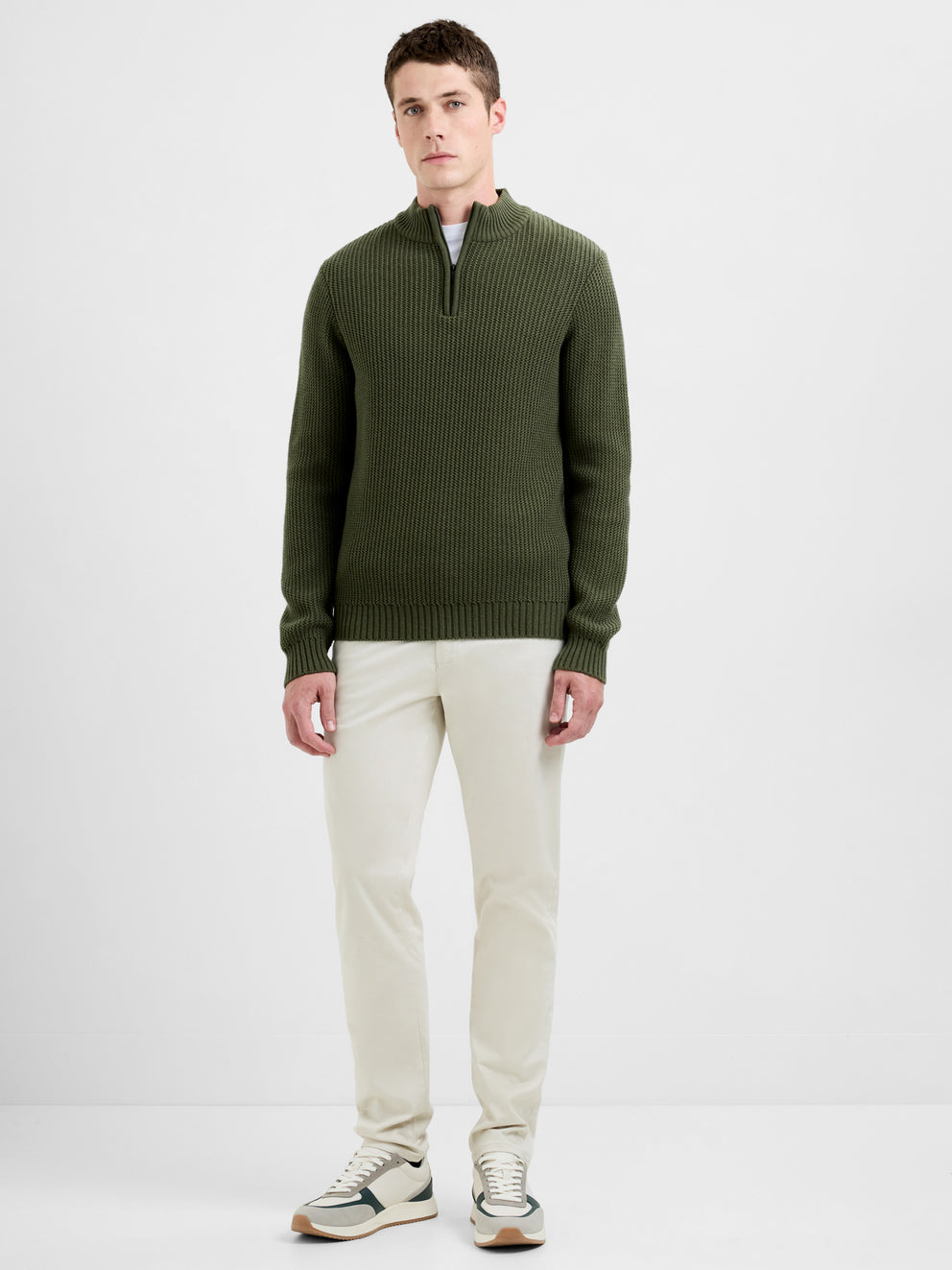 Half Zip Mock Neck Jumper Moss Green | French Connection UK