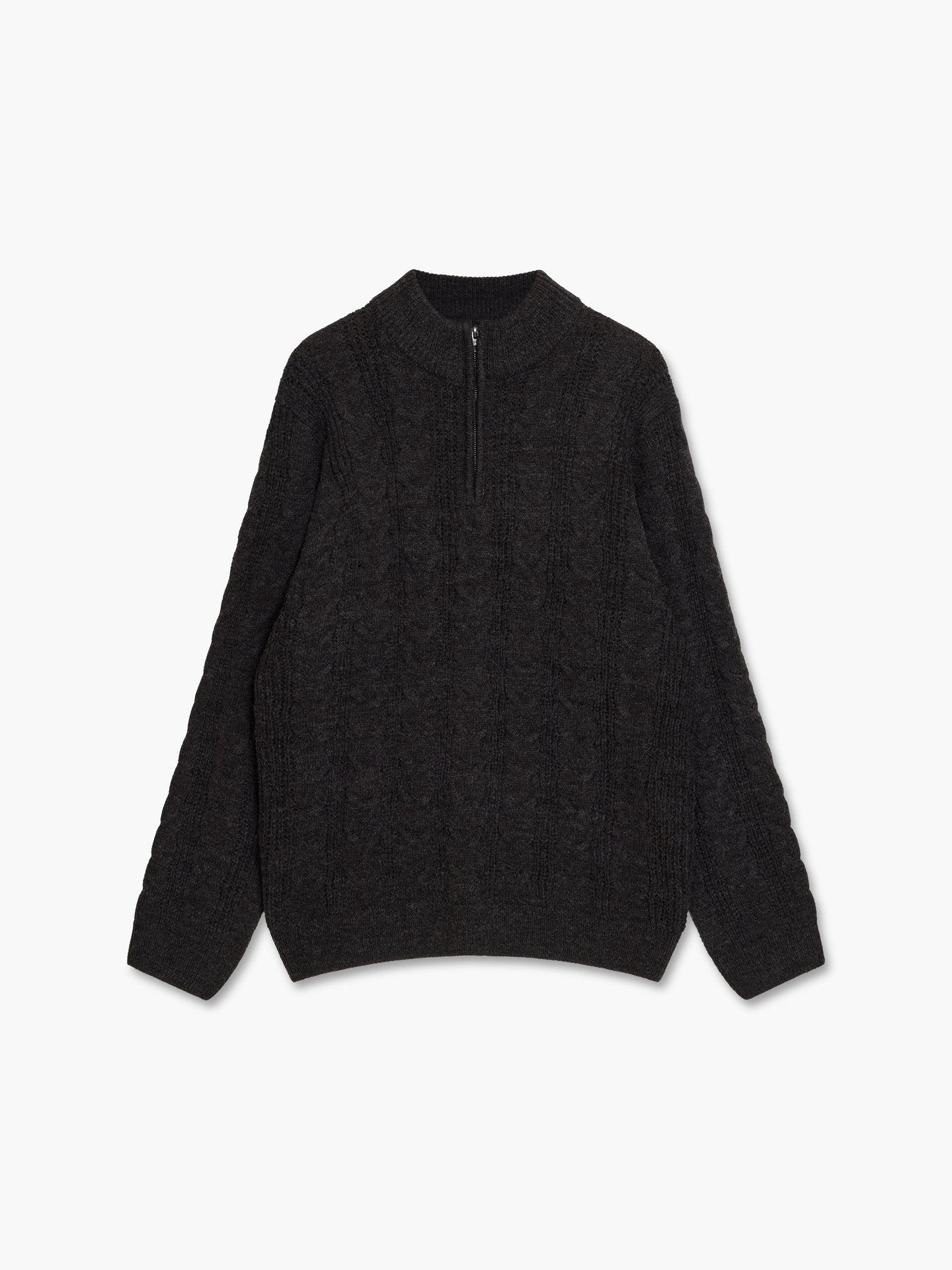 Half Zip Cable Knit Jumper Charcoal Grey Mel | French Connection UK