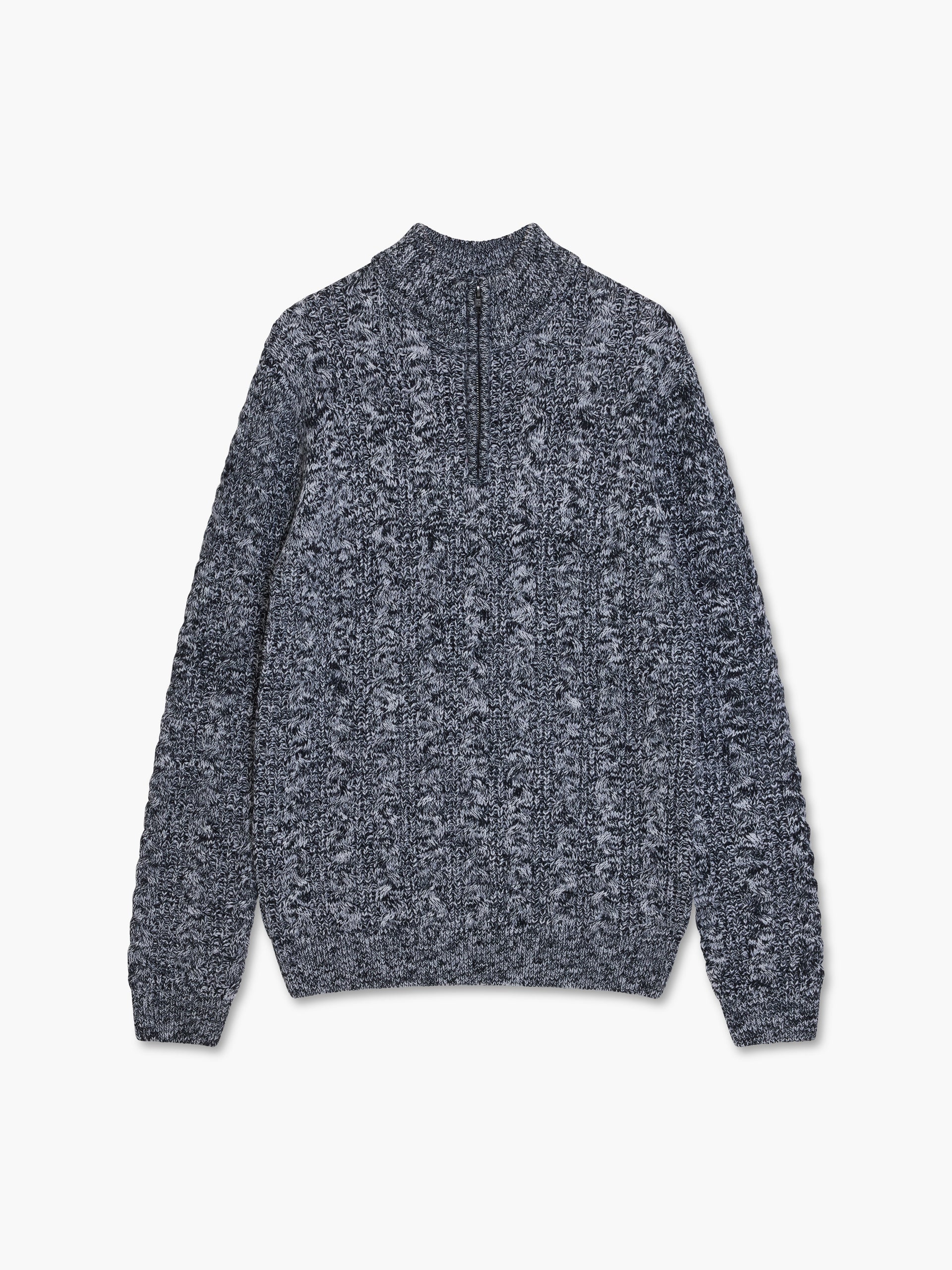 Half Zip Cable Twist Knit Jumpert Marine Mel | French Connection UK