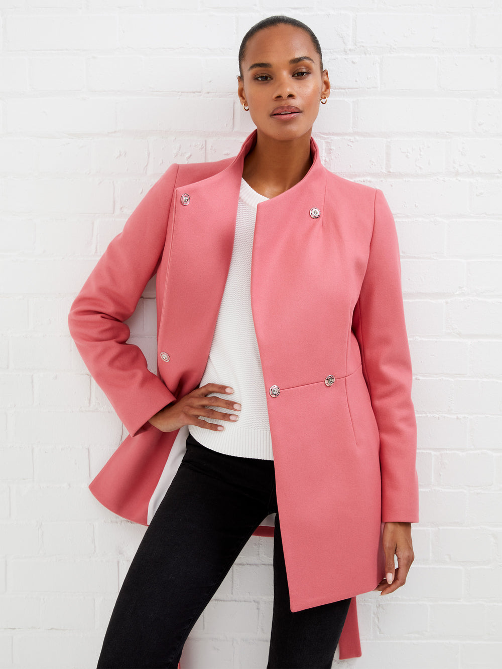 Platform Felt Crossover Coat Desert Rose Pink | French Connection UK