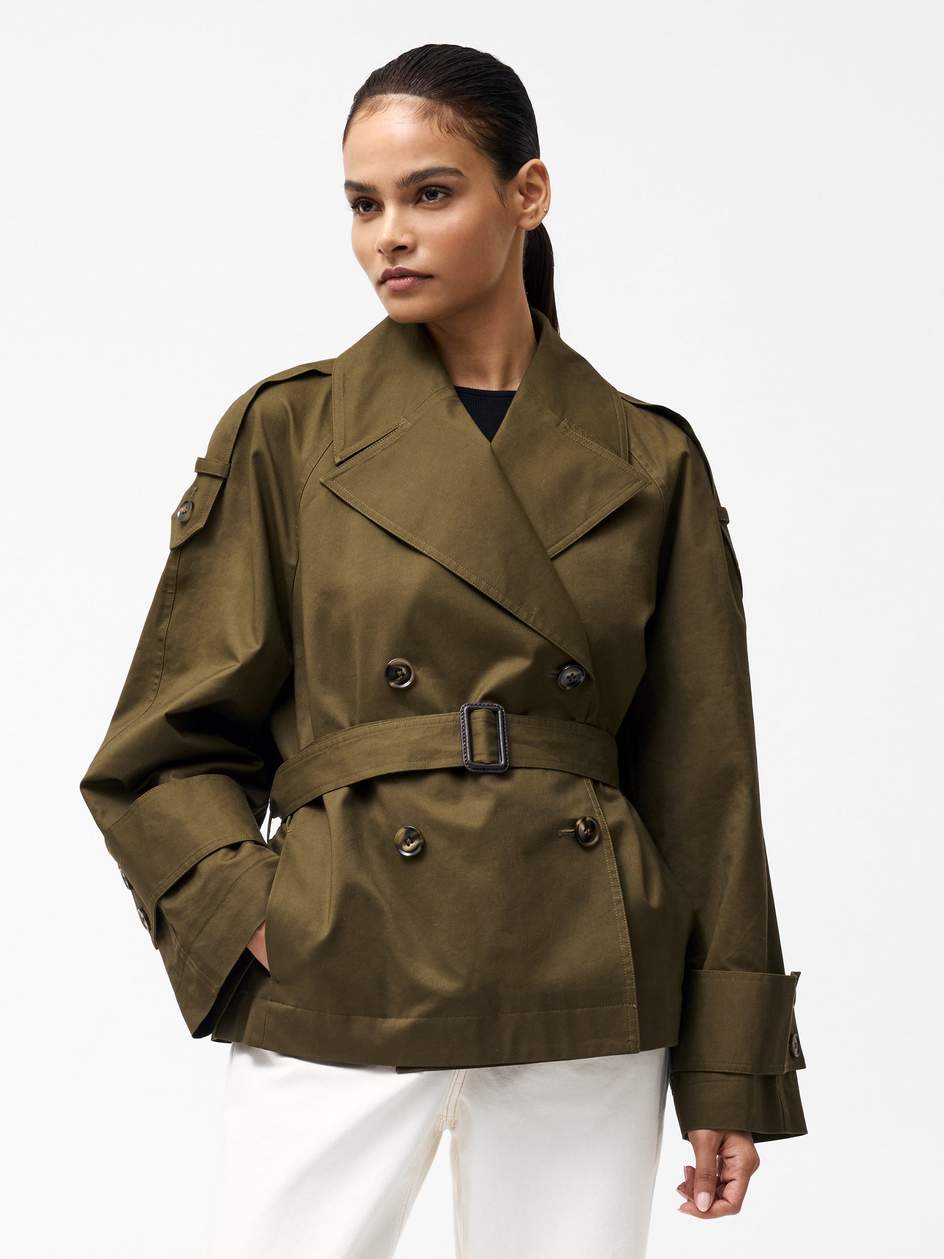 Denby Belted Trench Coat Khaki | French Connection UK
