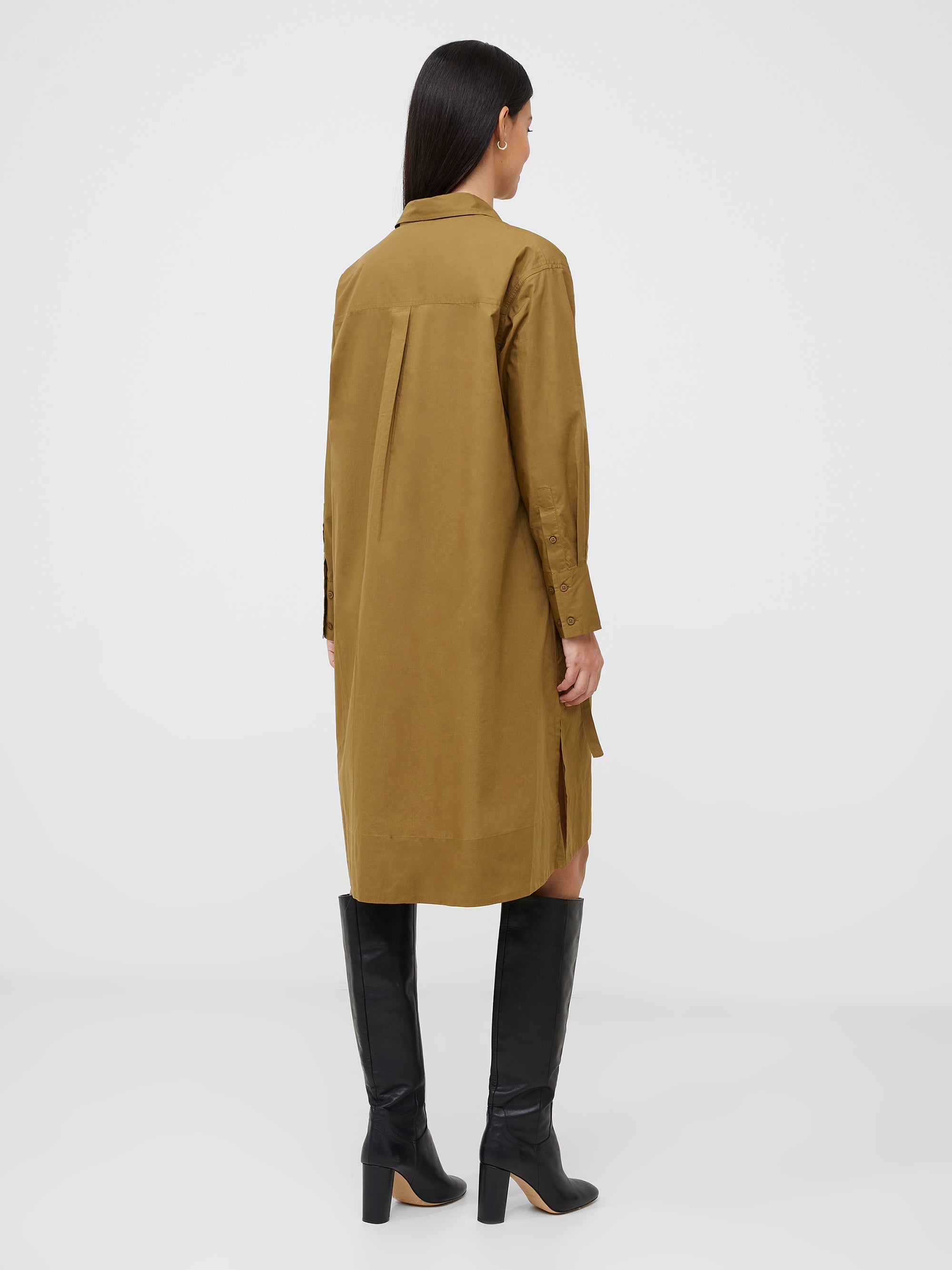 Rhodes Poplin Shirt Dress Nutria | French Connection UK
