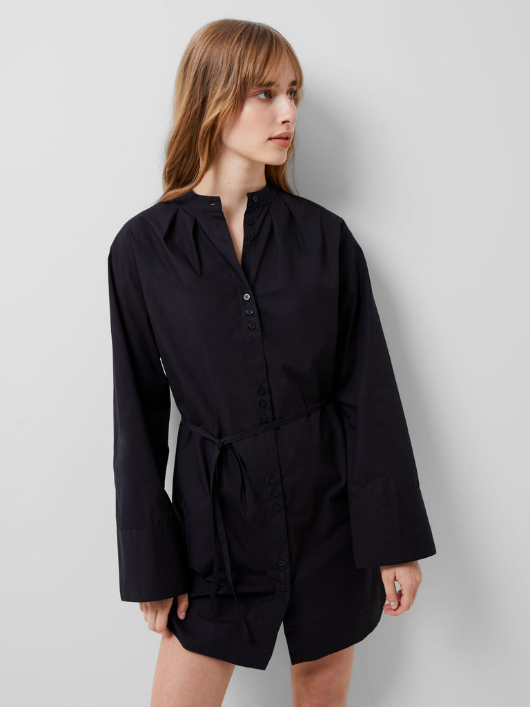 Alissa Cotton Wide Sleeve Shirt Dress Blackout | French Connection UK