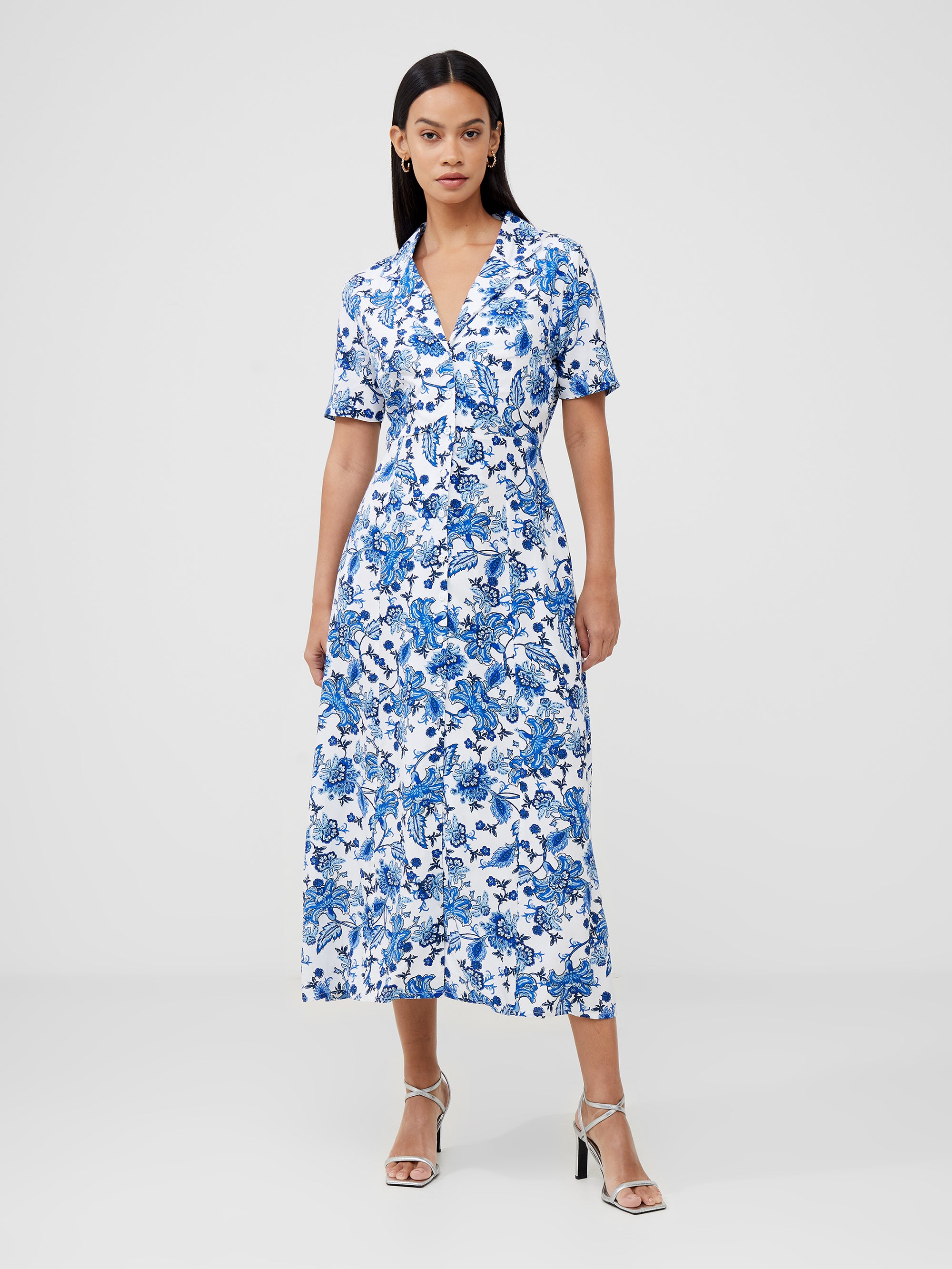 Rever Print Midi Dress White | French Connection UK