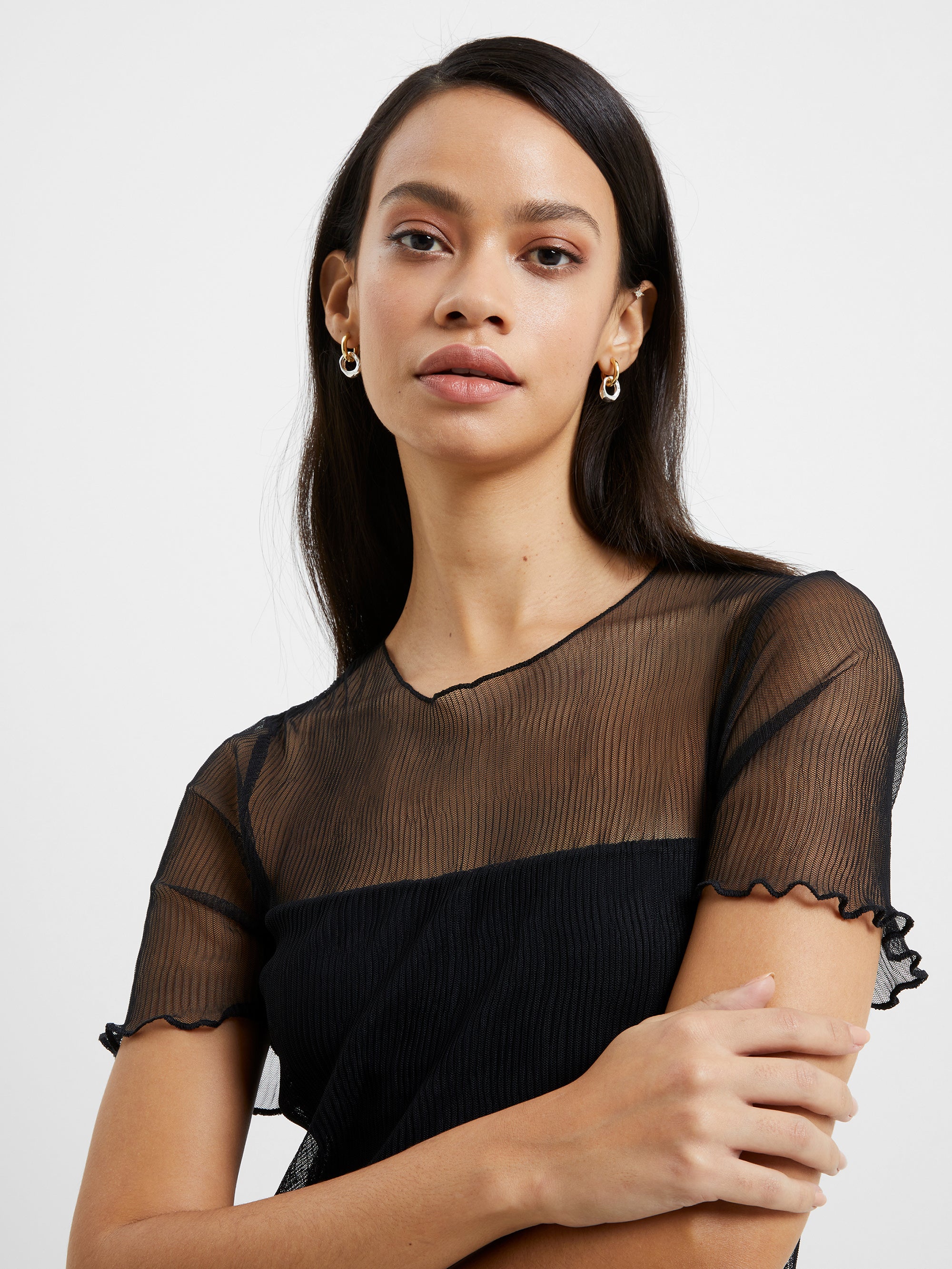 Saskia Ruched Midi Dress Blackout French Connection Uk