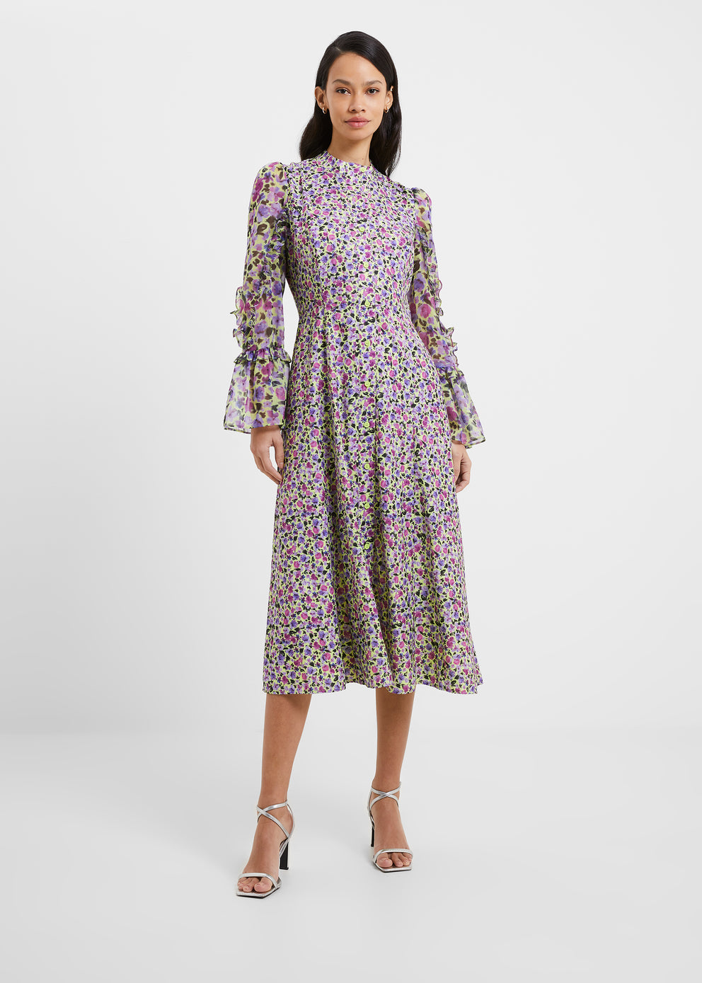 Alezzia Ely Jacquard Mix Dress Sharp Green | French Connection UK