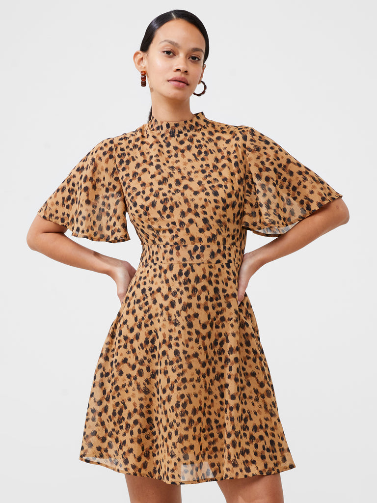 Animal Georgette Mini Dress Leopard Multi | French Connection UK