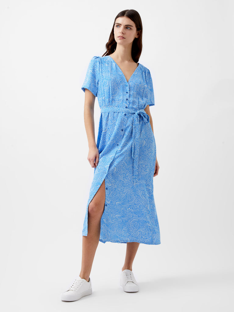 Bernice Elitan Button Through Dress Blue Mist/Blue Seastar | French ...