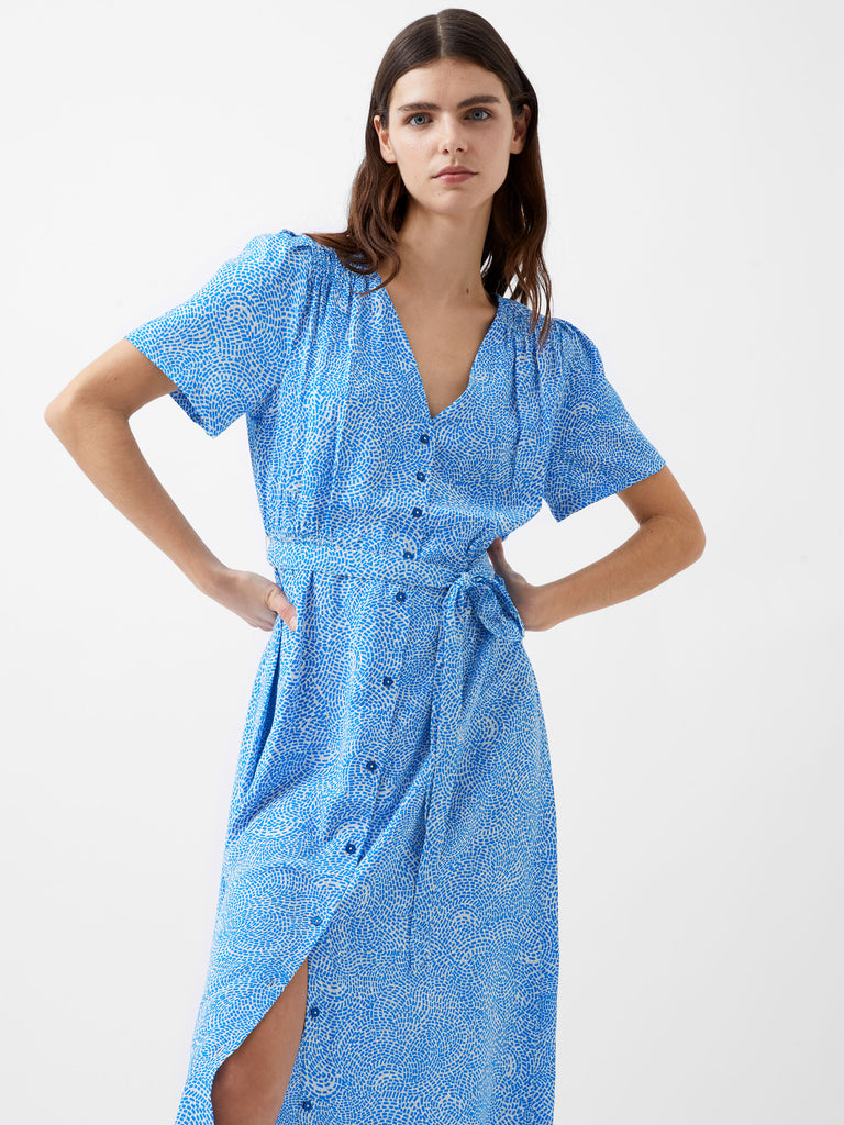 Bernice Elitan Button Through Dress Blue Mist/Blue Seastar | French ...