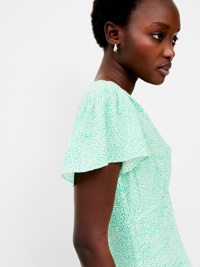 Bernice V-Neck Tea Dress Minted Green | French Connection UK