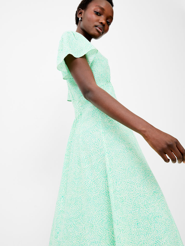 Bernice V-Neck Tea Dress Minted Green | French Connection UK