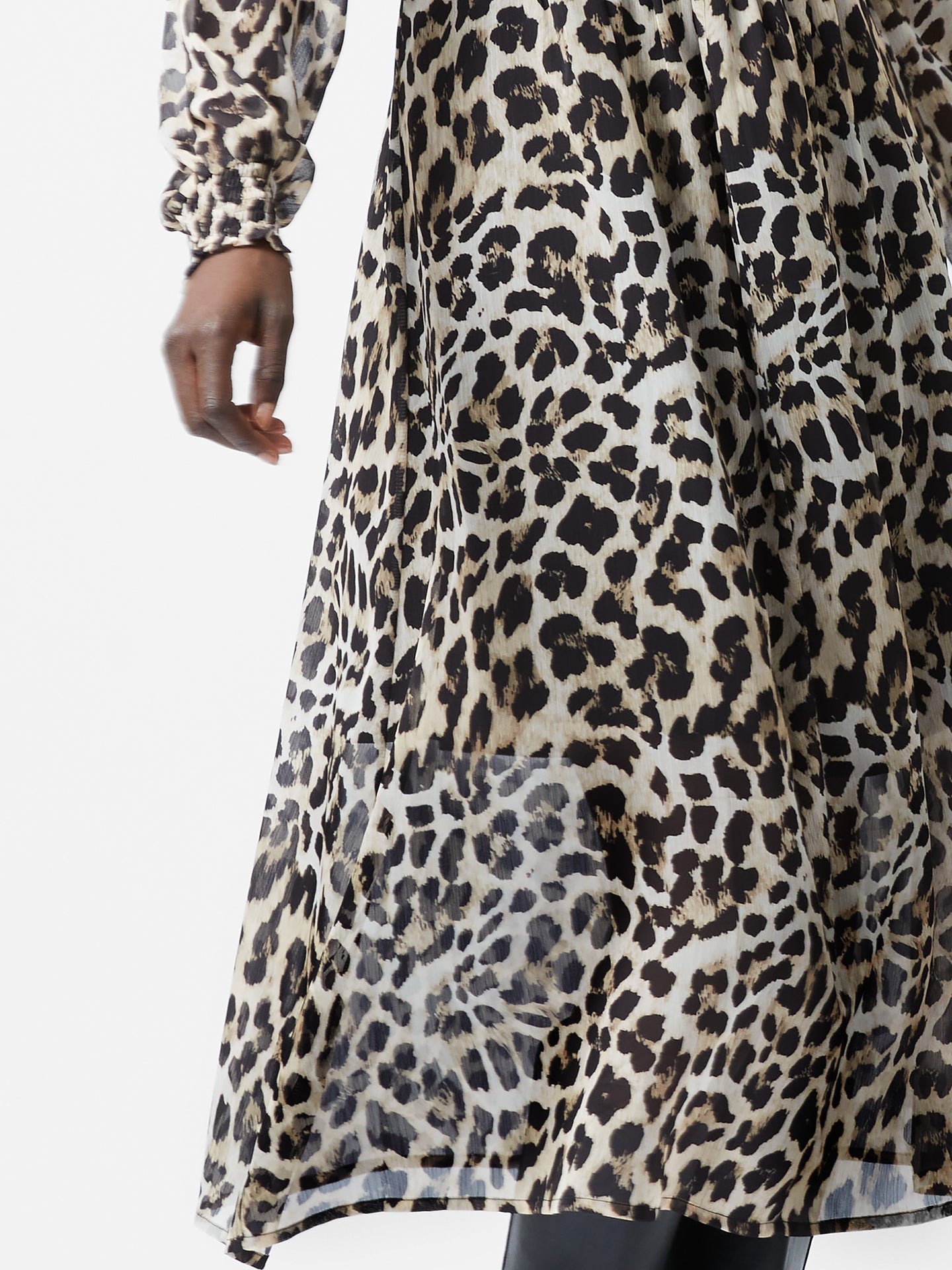 Leopard Print Georgette Long Sleeve Dress Leopard | French Connection UK