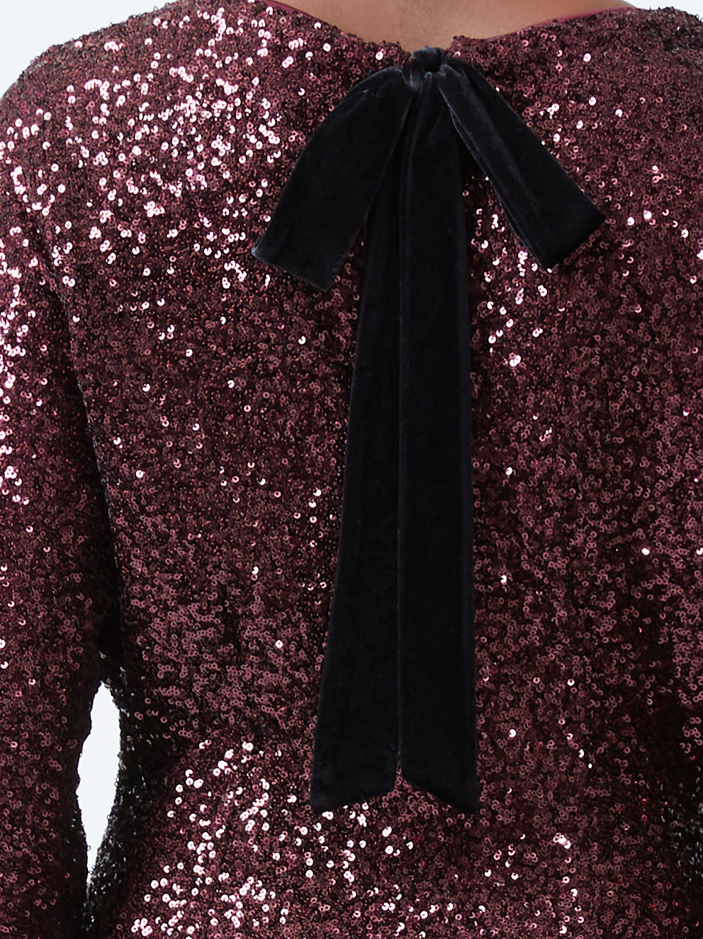 Elena Sequin Bow Back Mini Dress Burgundy Red | French Connection UK