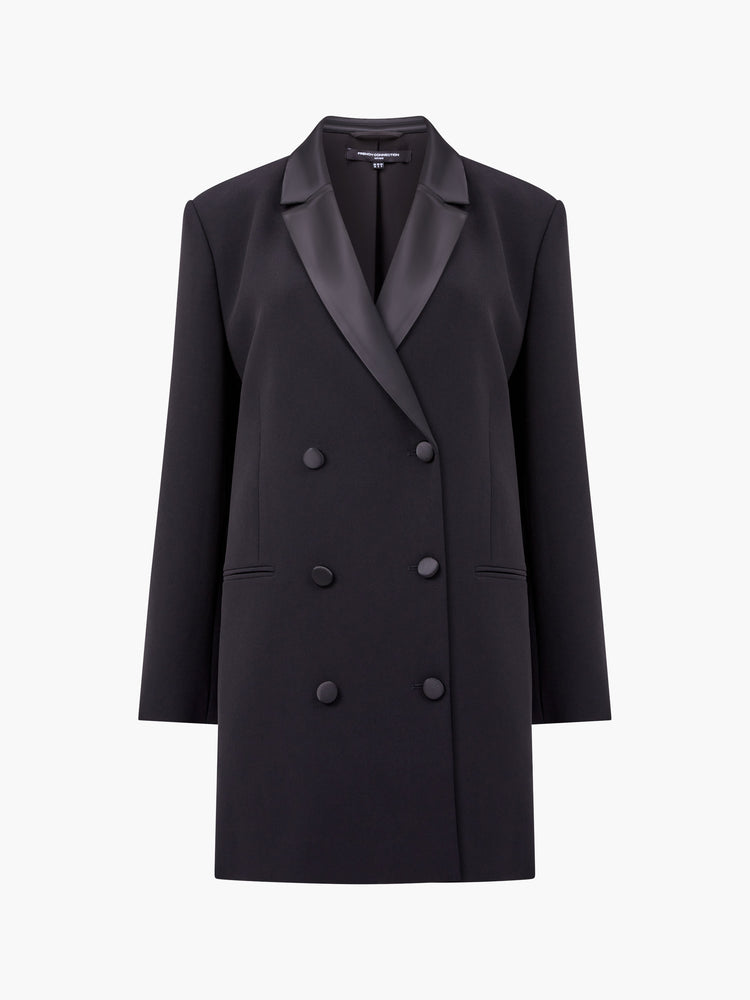 Azra Carey Satin Collar Mini Blazer Dress Black | French Connection UK