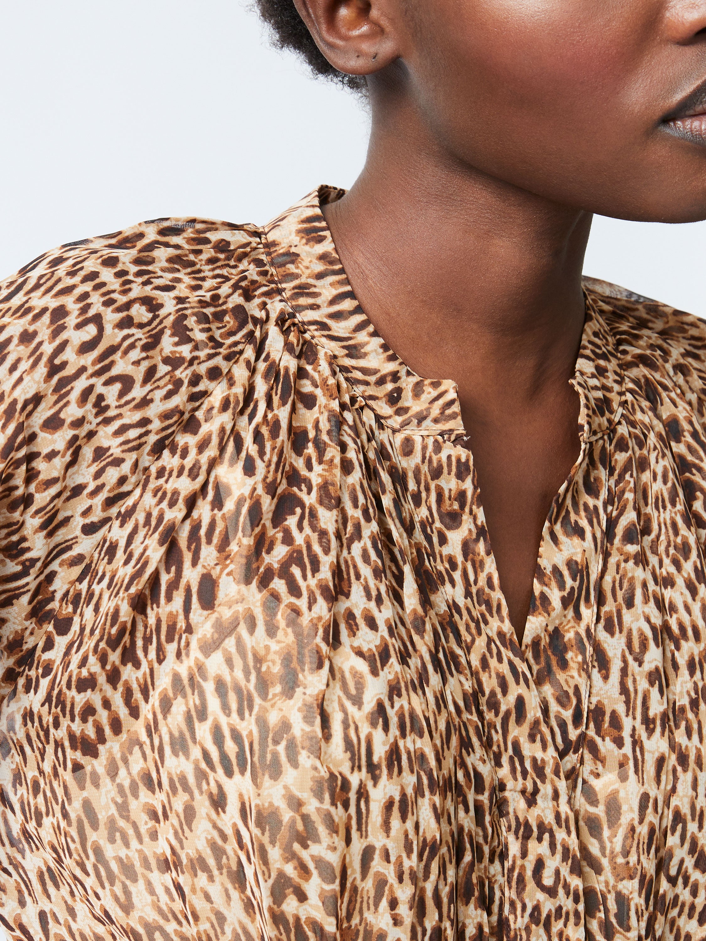Leopard Print Pleat Waist Mini Dress Tan | French Connection UK