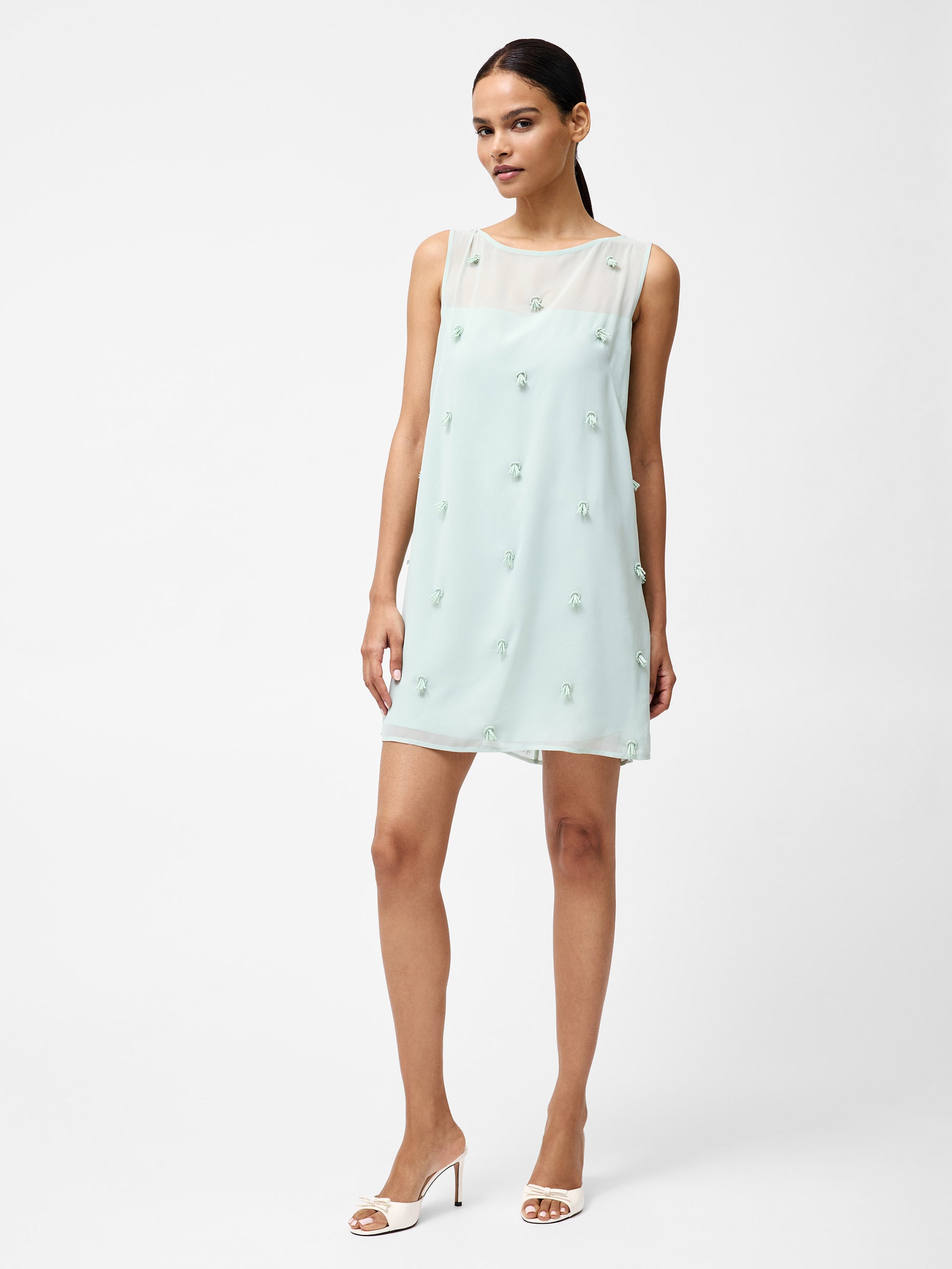 Cameron Embellished Shift Dress Sea Mist Green | French Connection UK