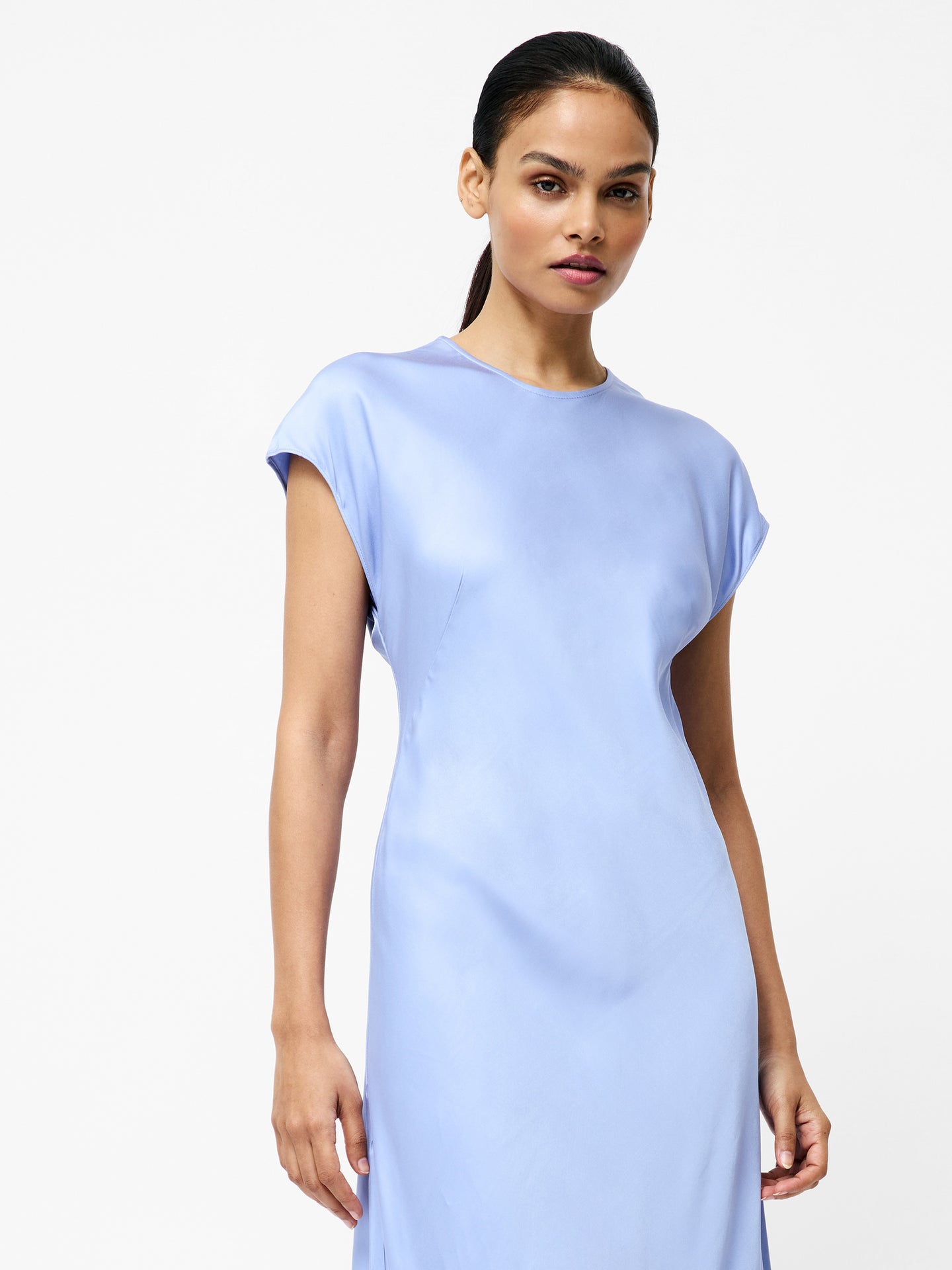 Ennis Eco Satin Column Shape Dress Pale Iris | French Connection UK