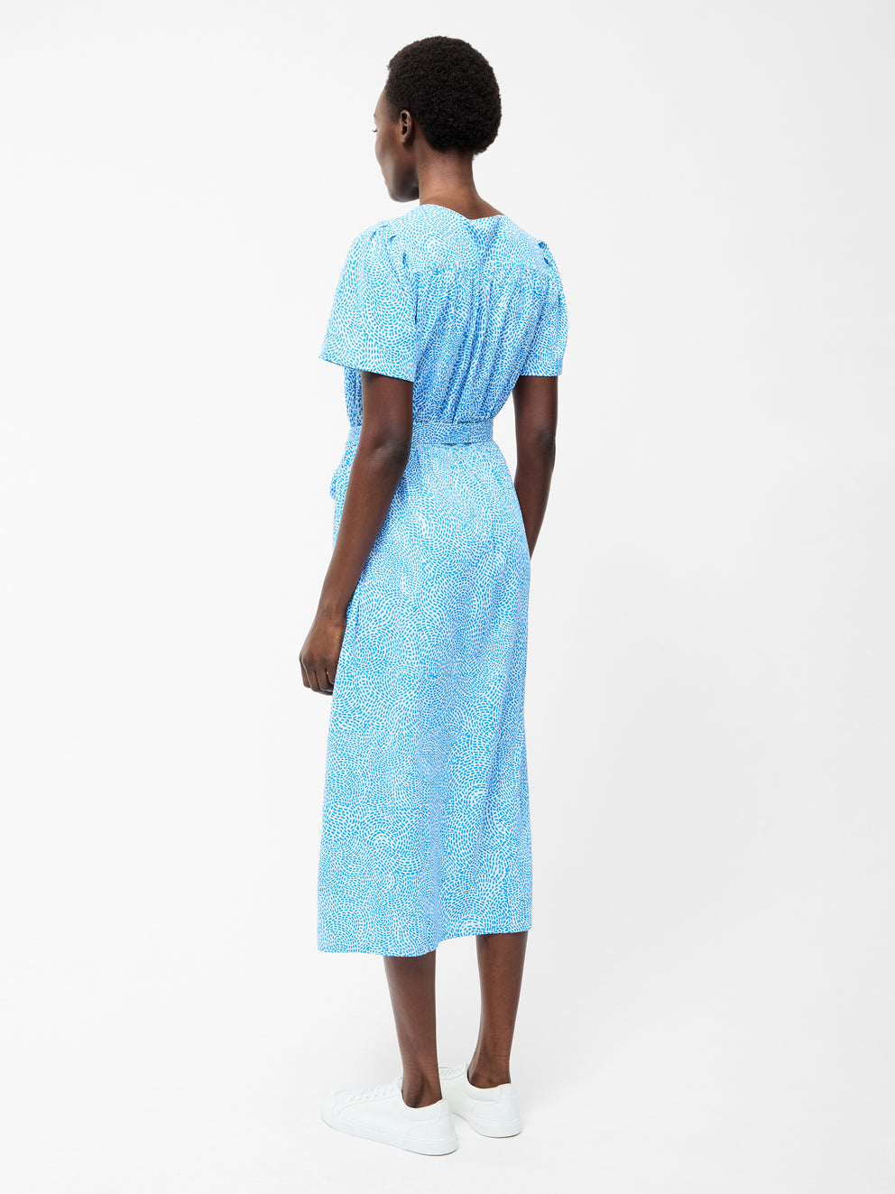 Bernice V Neck Button Through Dress Blue Sea Star | French Connection UK