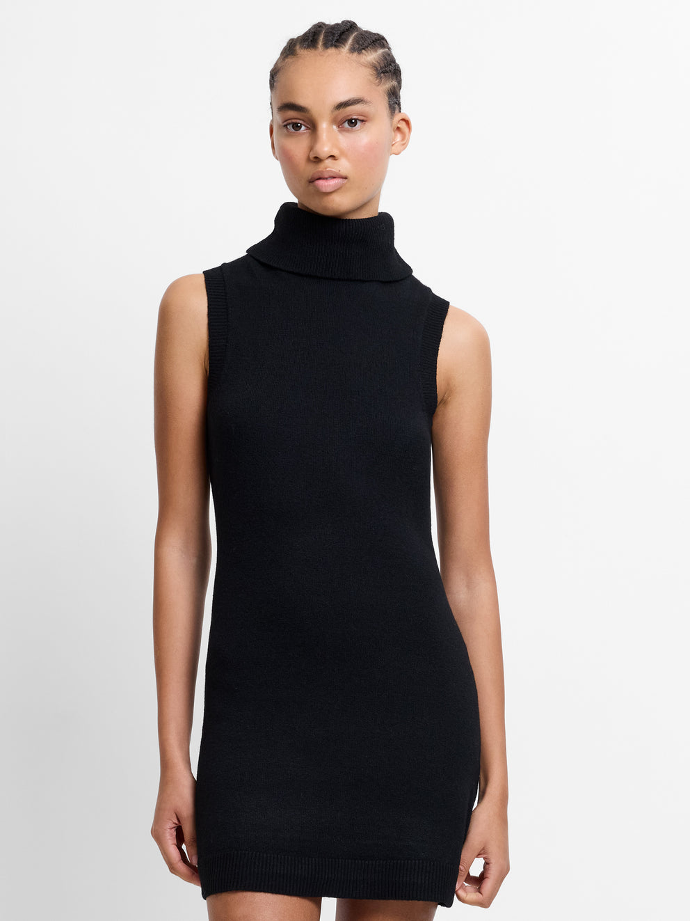 Vhari Recycled Knit Sleeveless Turtleneck Mini Dress Black | French ...