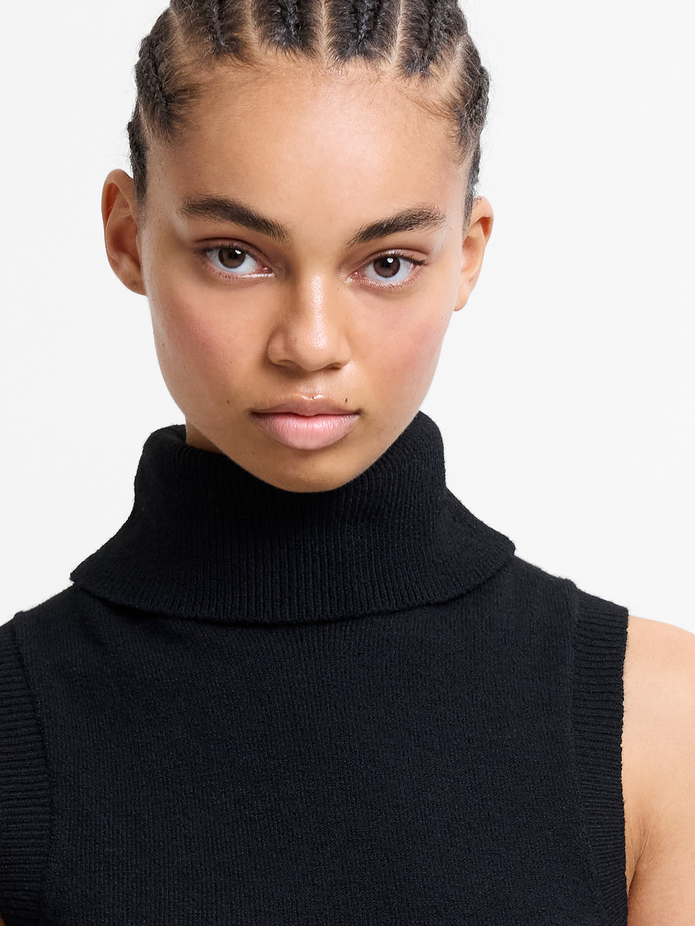 Vhari Recycled Knit Sleeveless Turtleneck Mini Dress Black | French ...