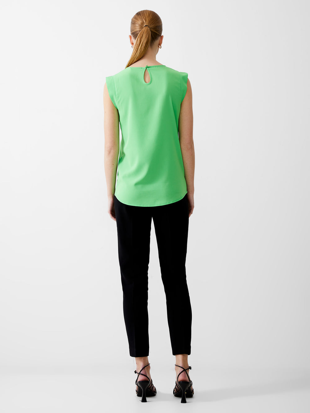 Cap Sleeve Crepe Light Tank Top Poise Green | French Connection UK