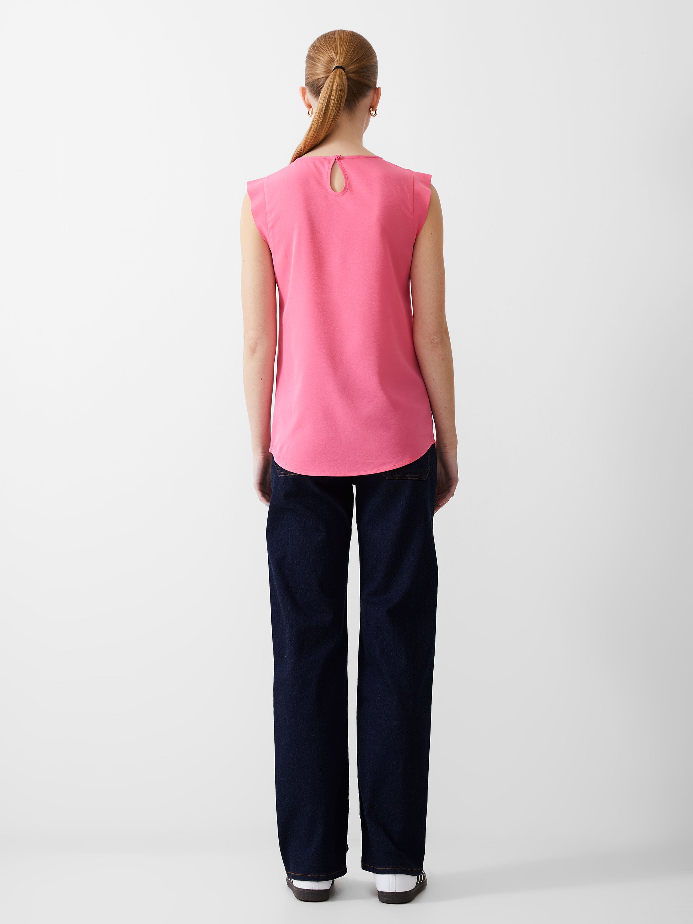 Cap Sleeve Crepe Light Tank Top Camellia | French Connection UK