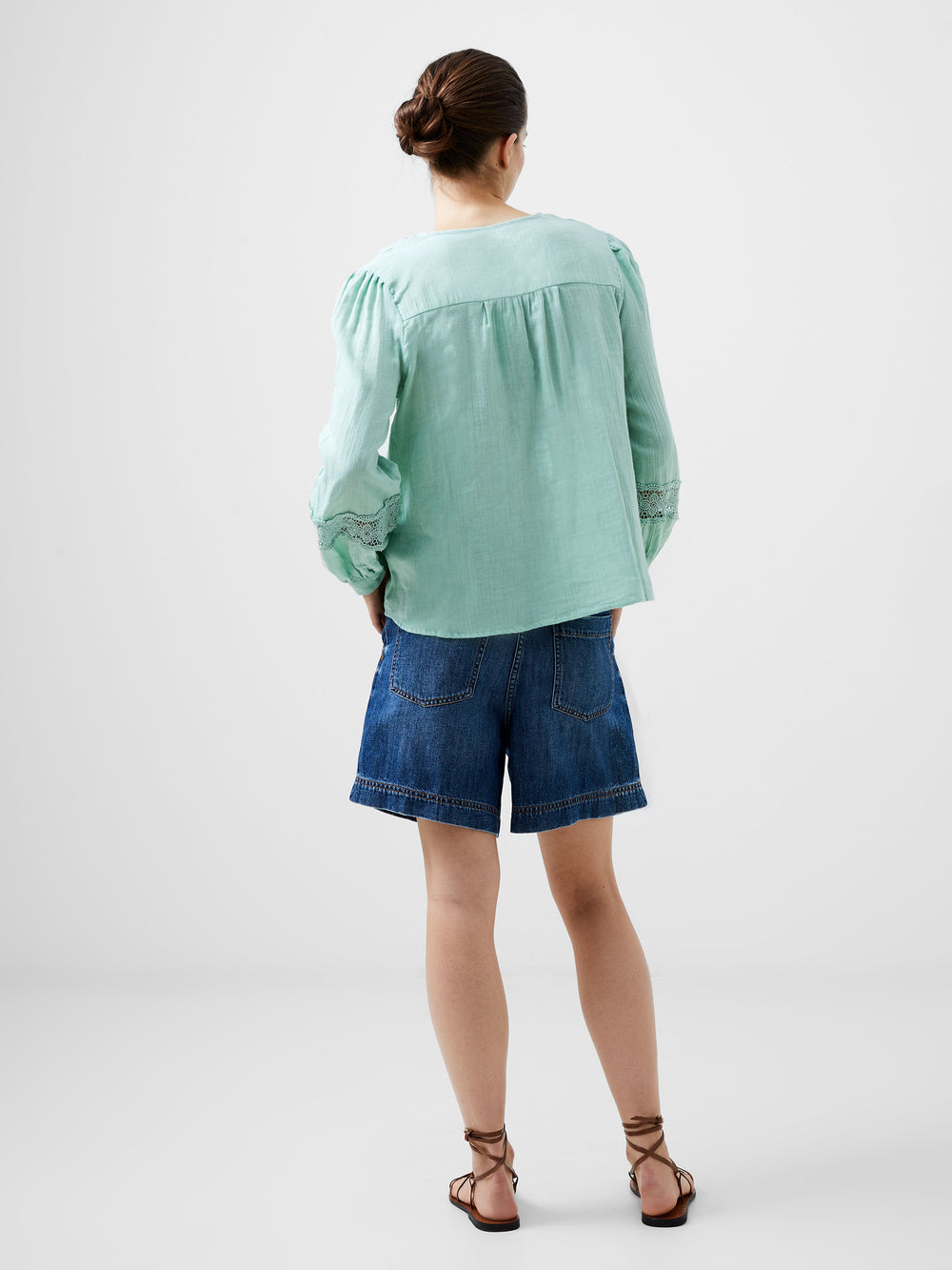 Boho Cheesecloth Long Sleeve Top Mint | French Connection UK