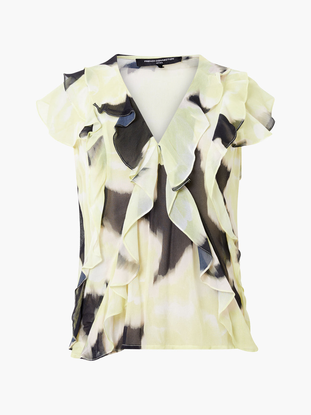 Natalie Eminia Chiffon Ruffle Top Ruffle Light Lime Green Multi ...