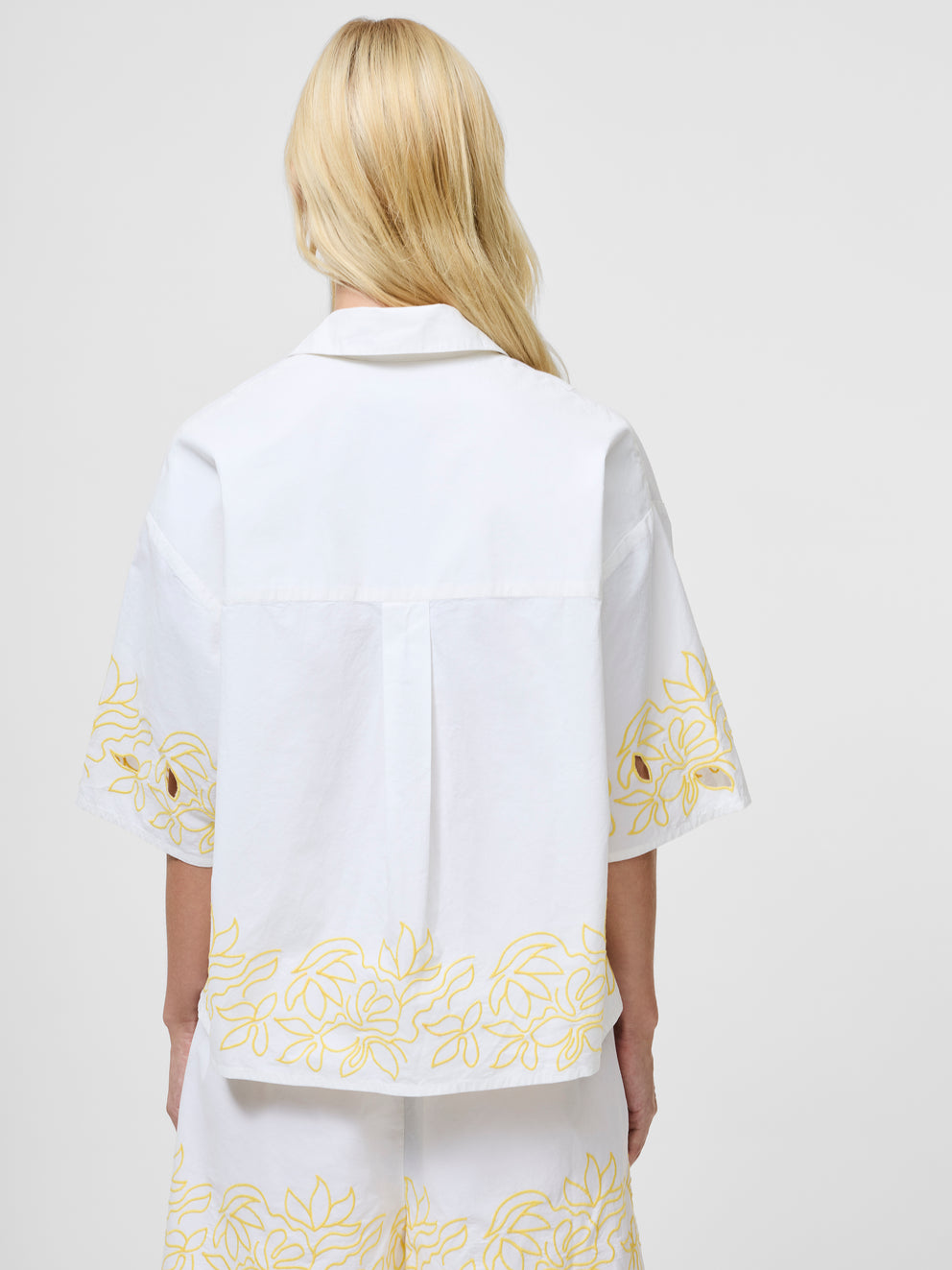 Alissa Cotton Popover Shirt Linen White/Butter Yellow | French ...