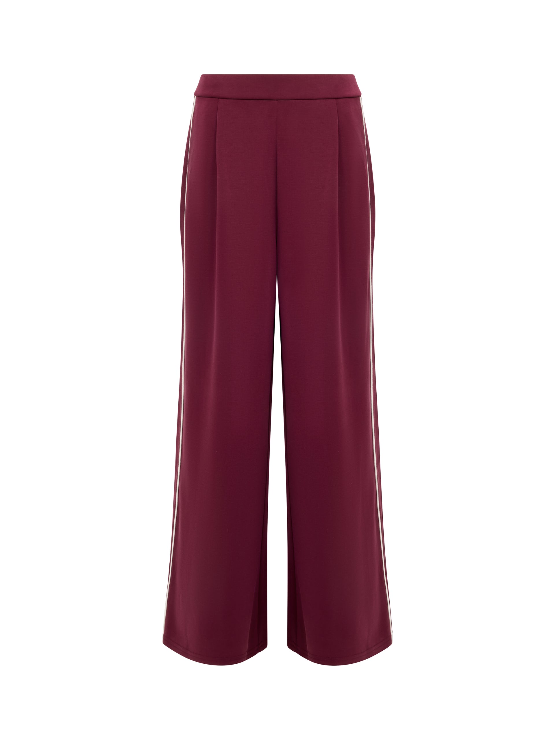 Wren Side Piping Wide Leg Trousers Berry Red/Porcelain | French ...