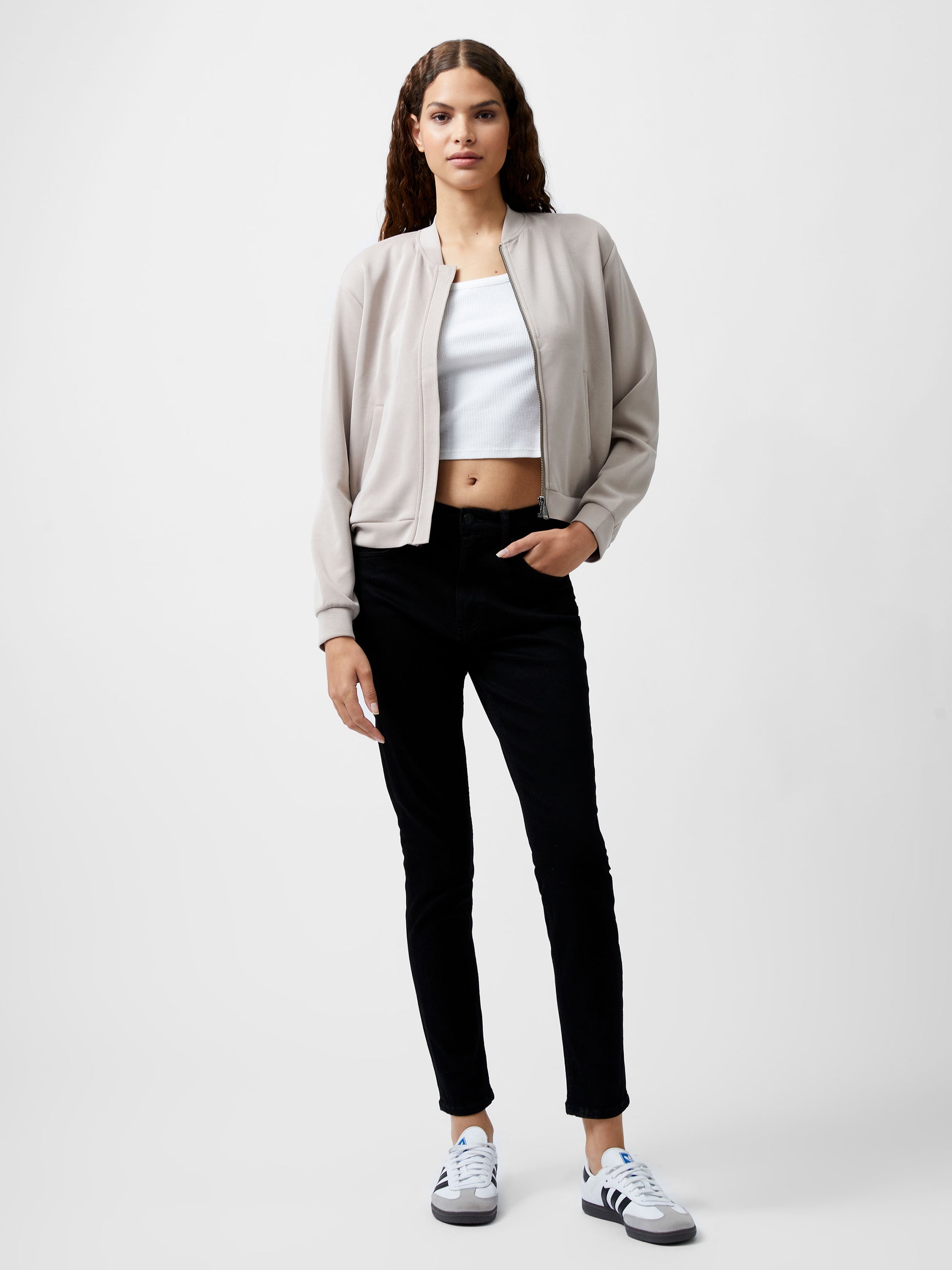 Wren Zip Through Bomber Jacket Washed Macchiato | French Connection UK