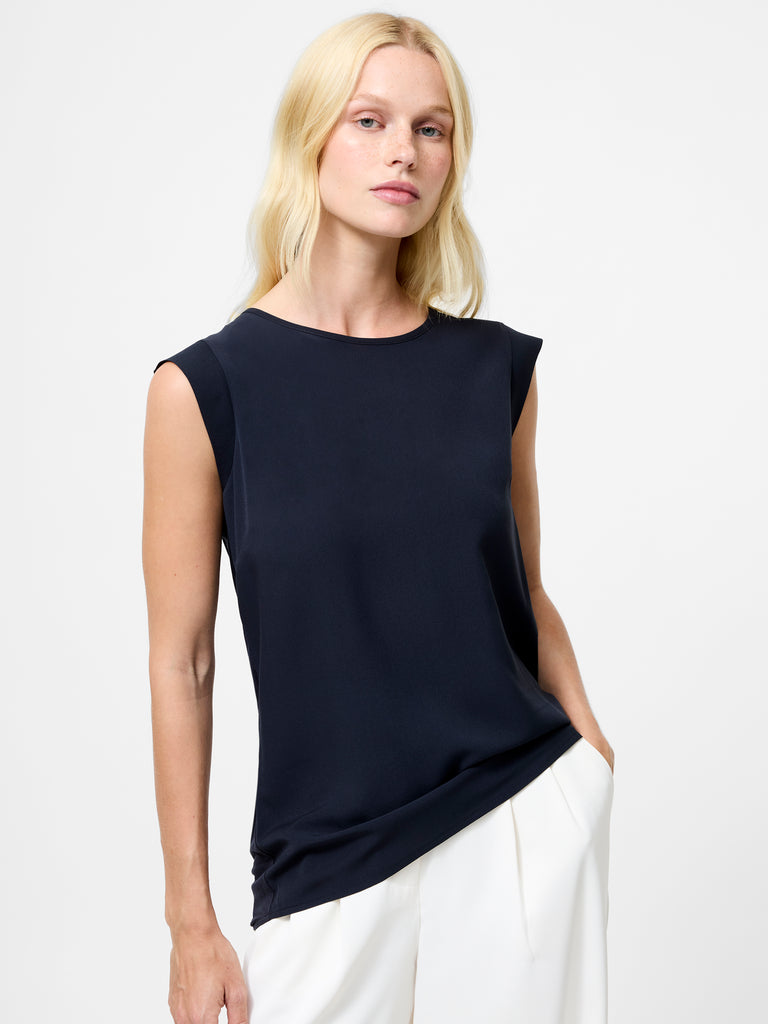 Polly Plains Capped Top Utility Blue | French Connection UK