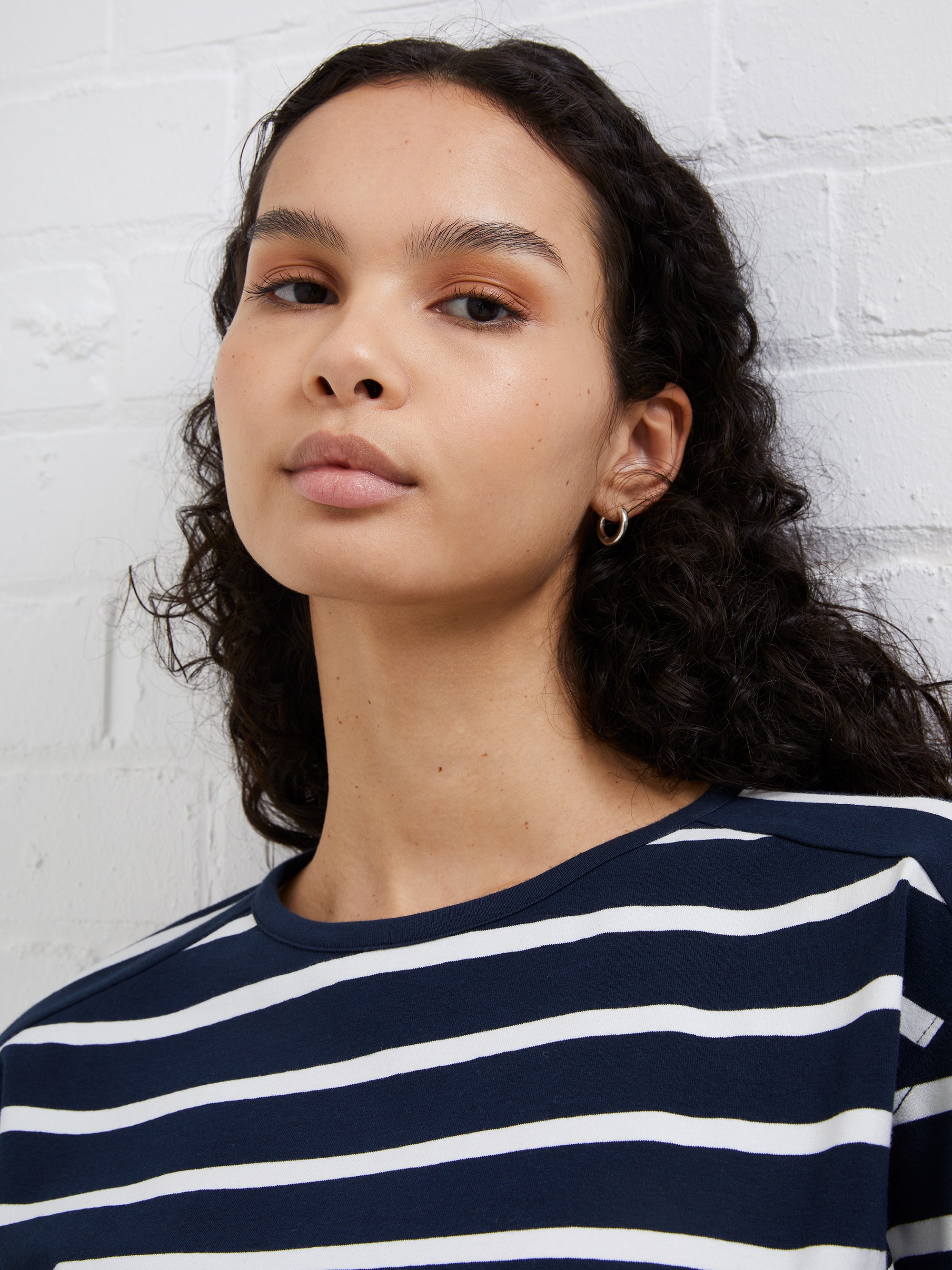 Rallie Stripe Slash Neck Top Stripe Marine/White | French Connection UK