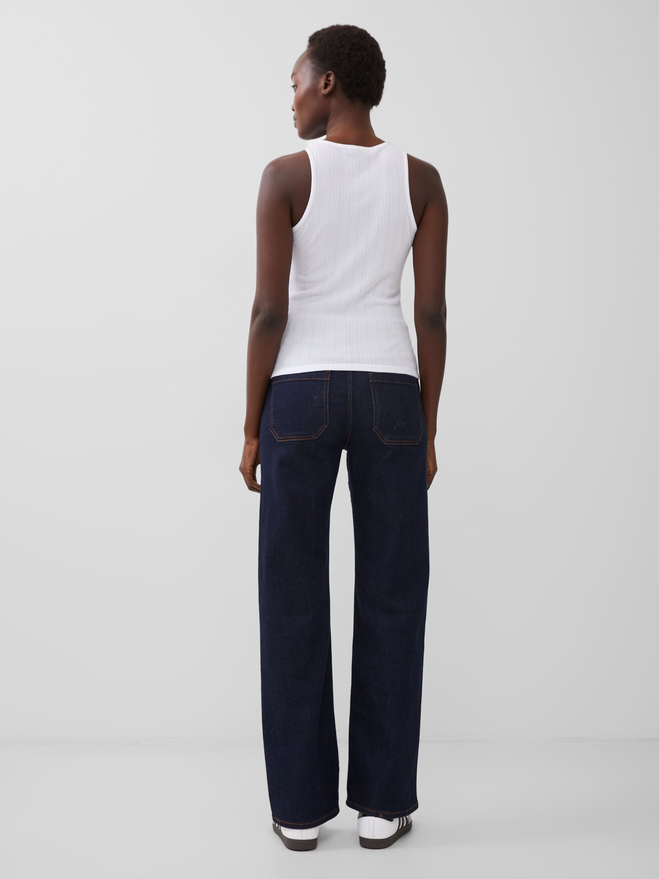 Tallie Textured Racer Tank Top Linen White | French Connection UK