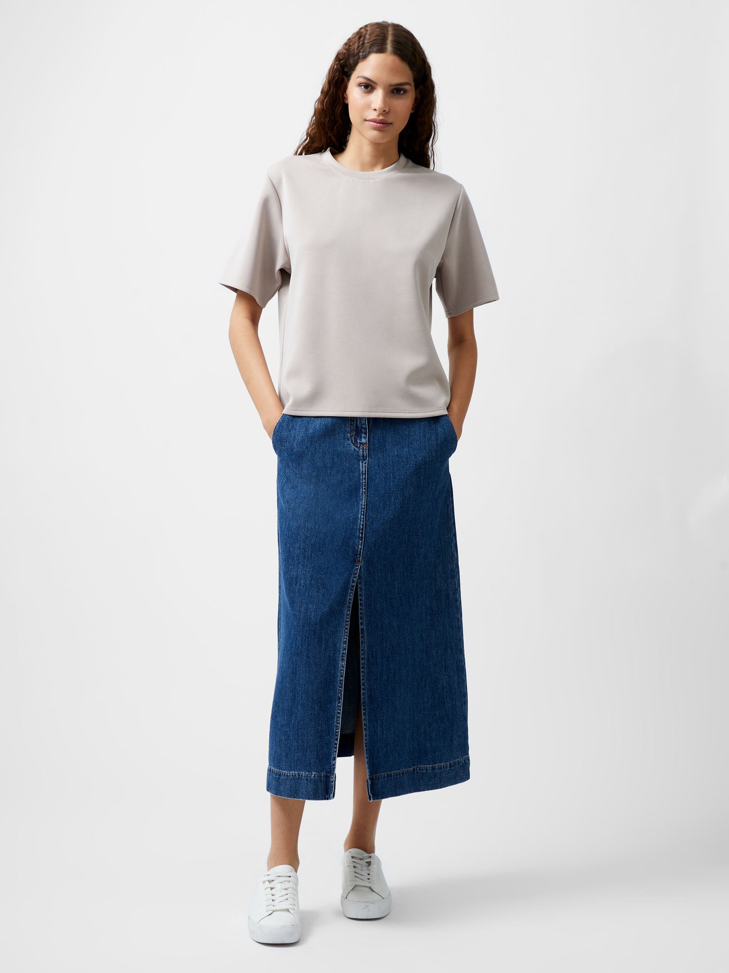 Wren Short Sleeve Pinched T-Shirt Washed Macchiato | French Connection UK