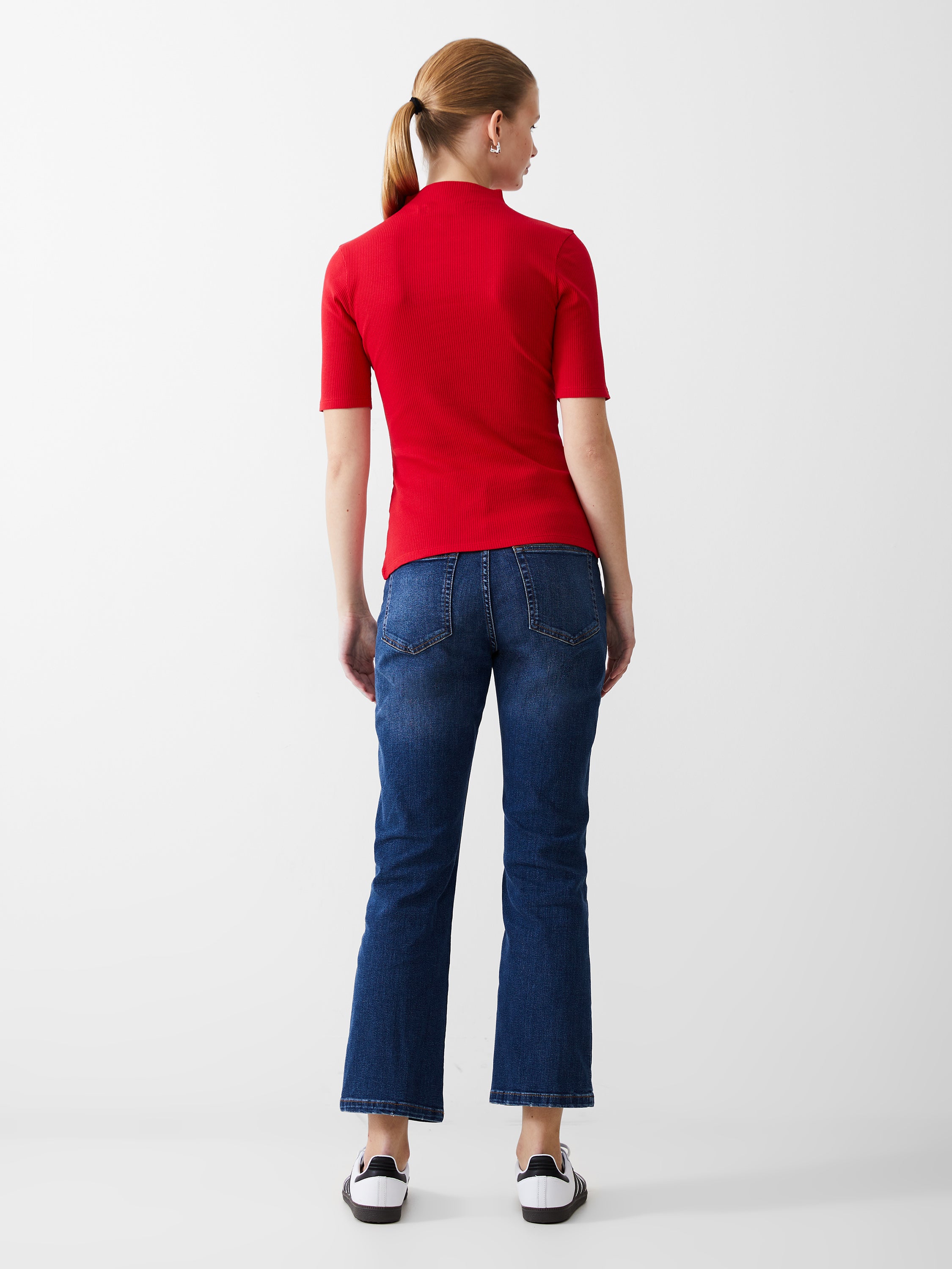 Ribbed Turtle Neck Top Poppy | French Connection UK