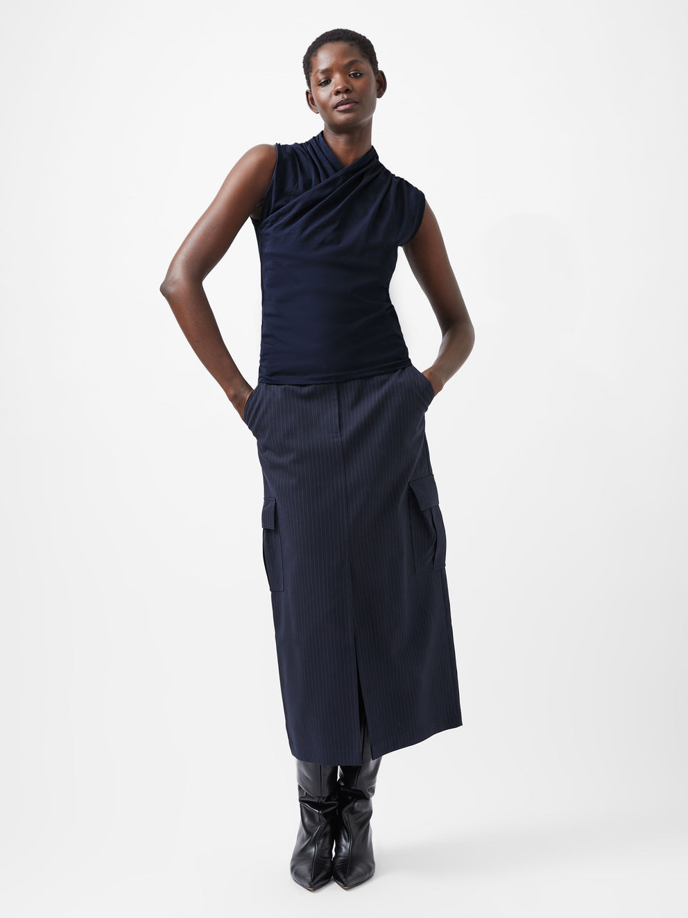 Rallie Cross Neck Top Marine | French Connection UK