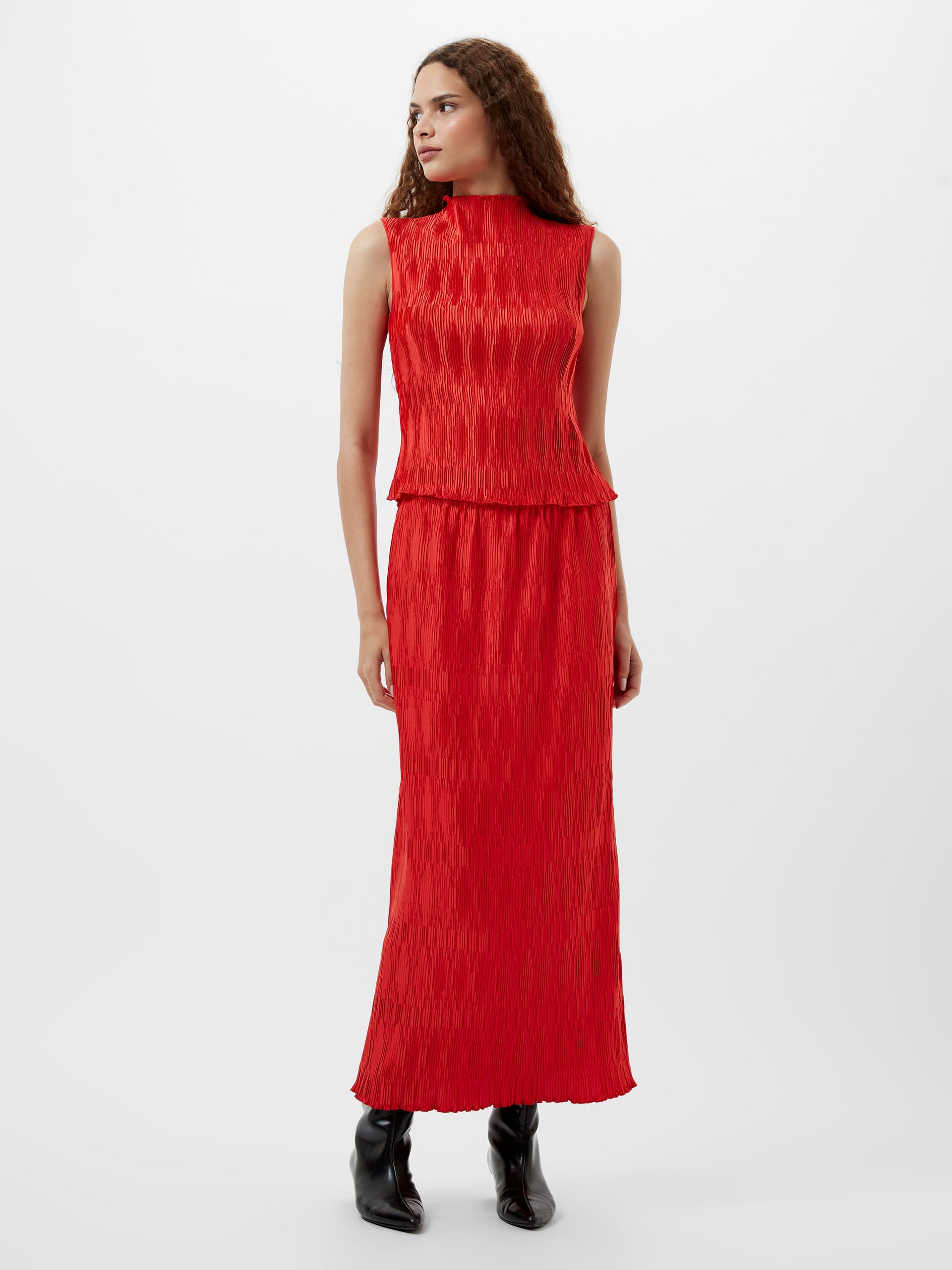 Moira Pleated Sleeveless Top Scarlet Red | French Connection UK