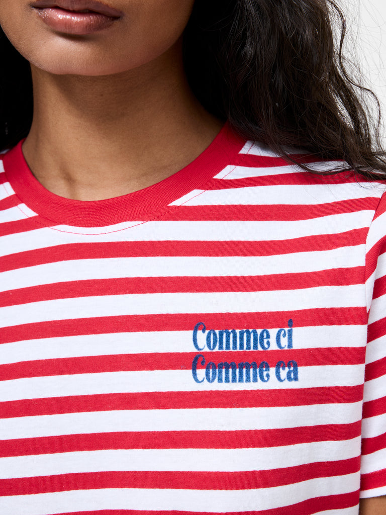 Comme Ci Comme Ca Striped T-Shirt White/Poppy Red/Royal Blue | French ...