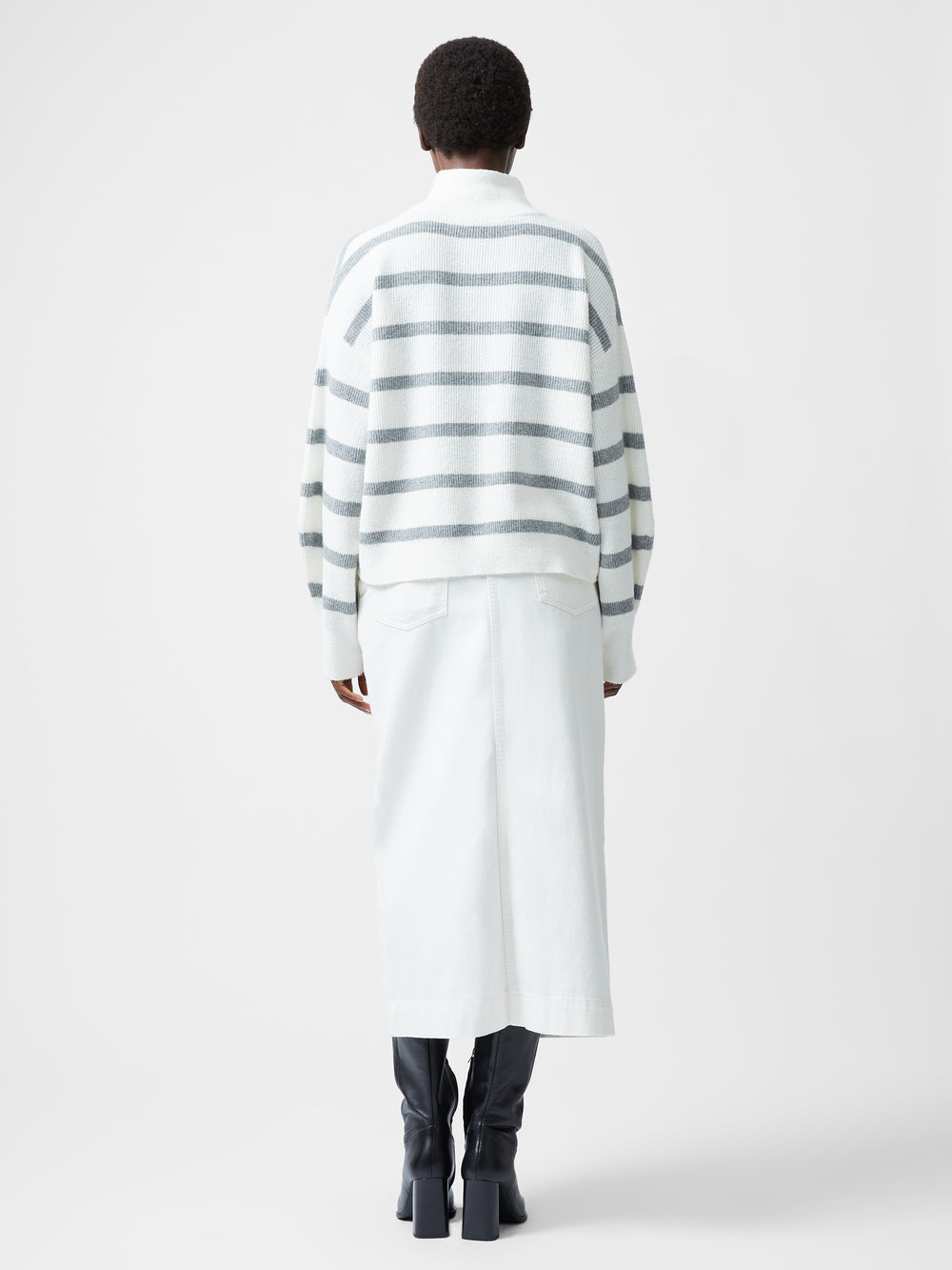 Vhari Recycled Stripe Half Zip Jumper Summer White/Mid Grey Melange ...