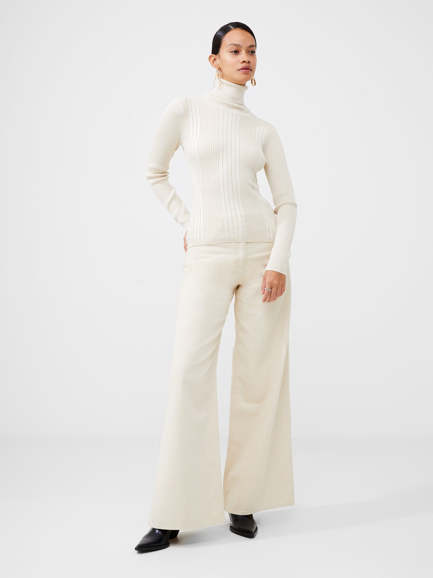 Mari Roll Nk Jumper Classic Cream Multi | French Connection UK