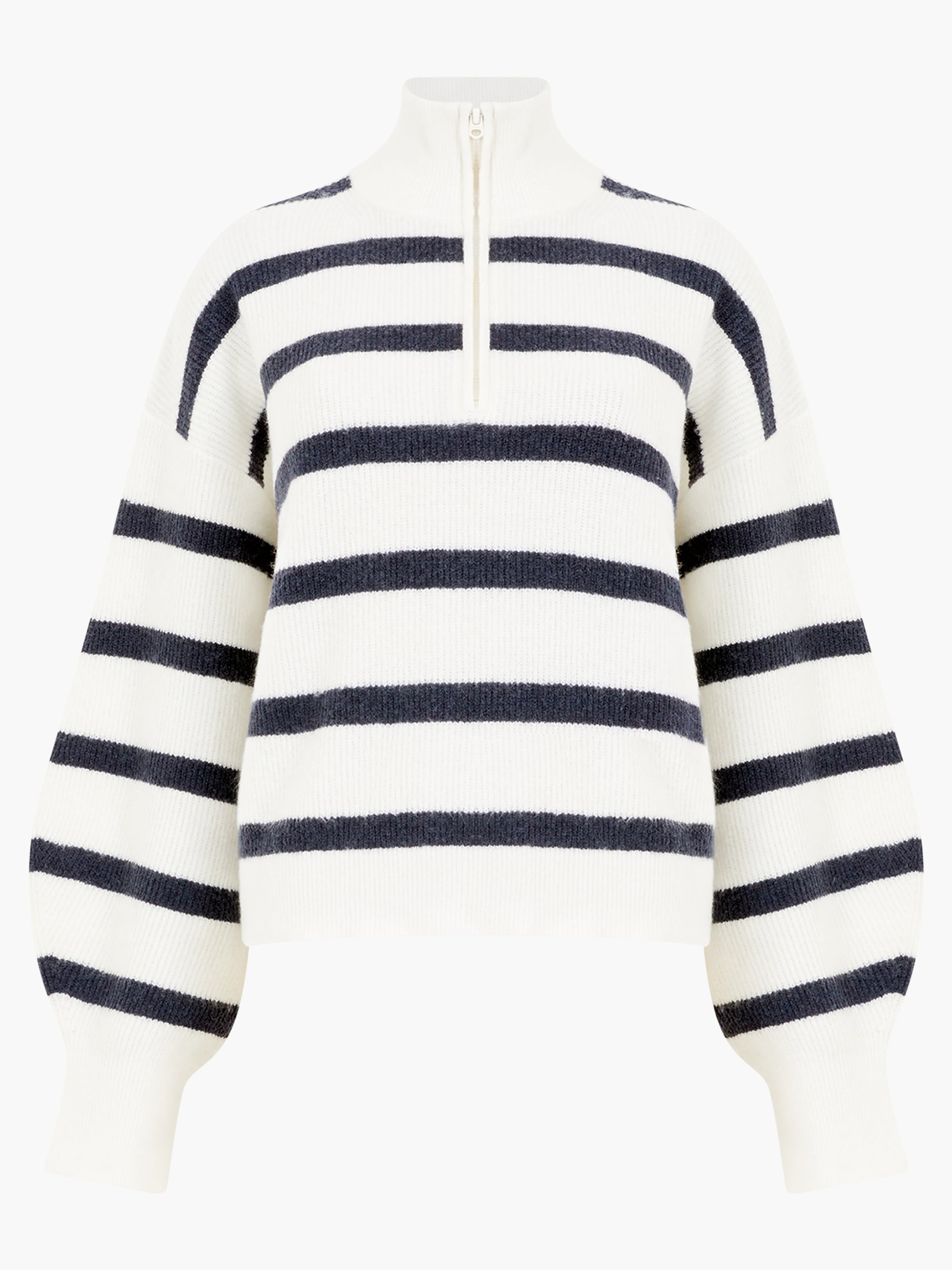 Vhari Recycled Stripe Half Zip Jumper Winter White/Marine | French ...