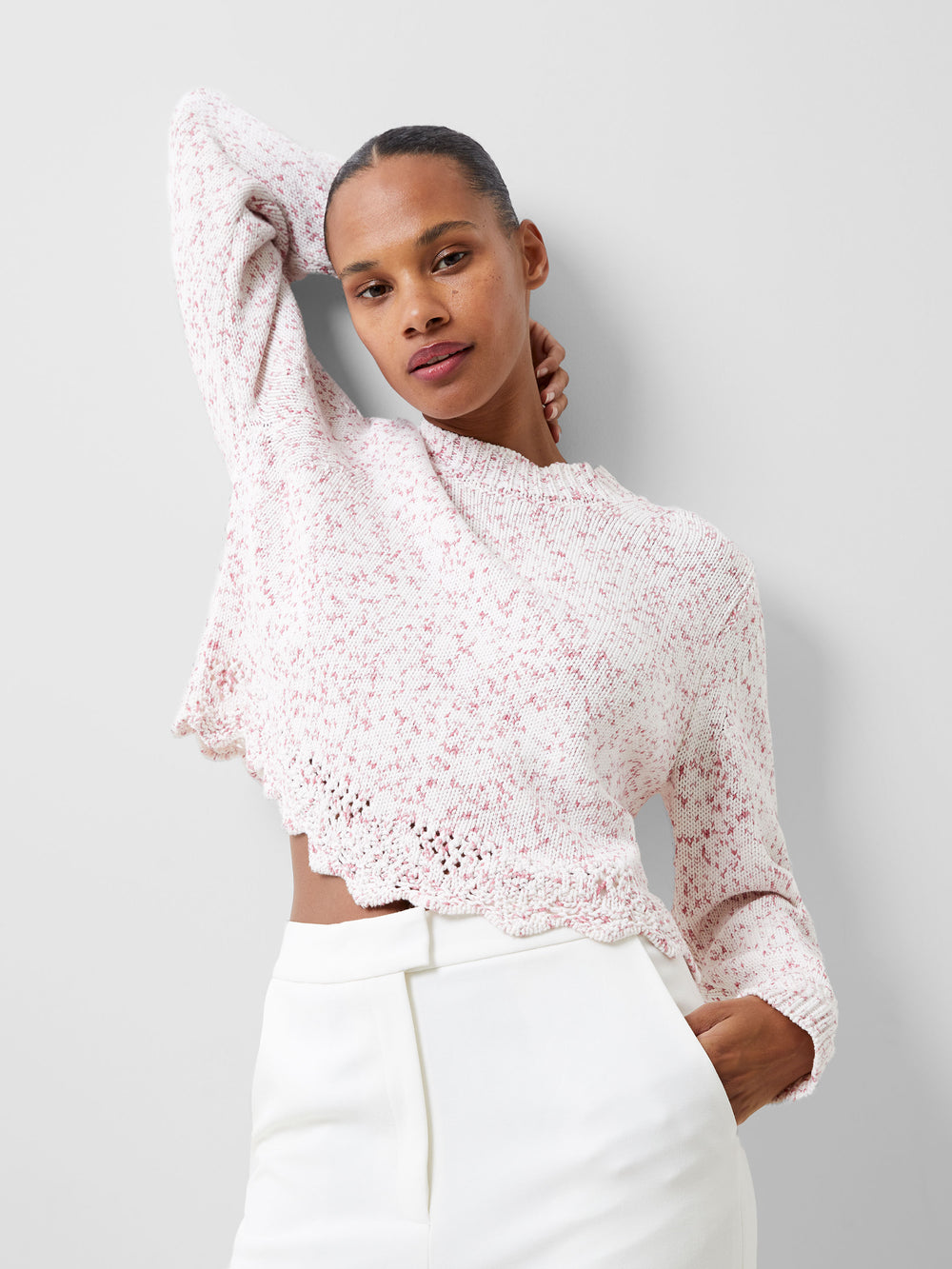 Nevanna Recycled Scallop Hem Sweater Rose Kiss | French Connection UK